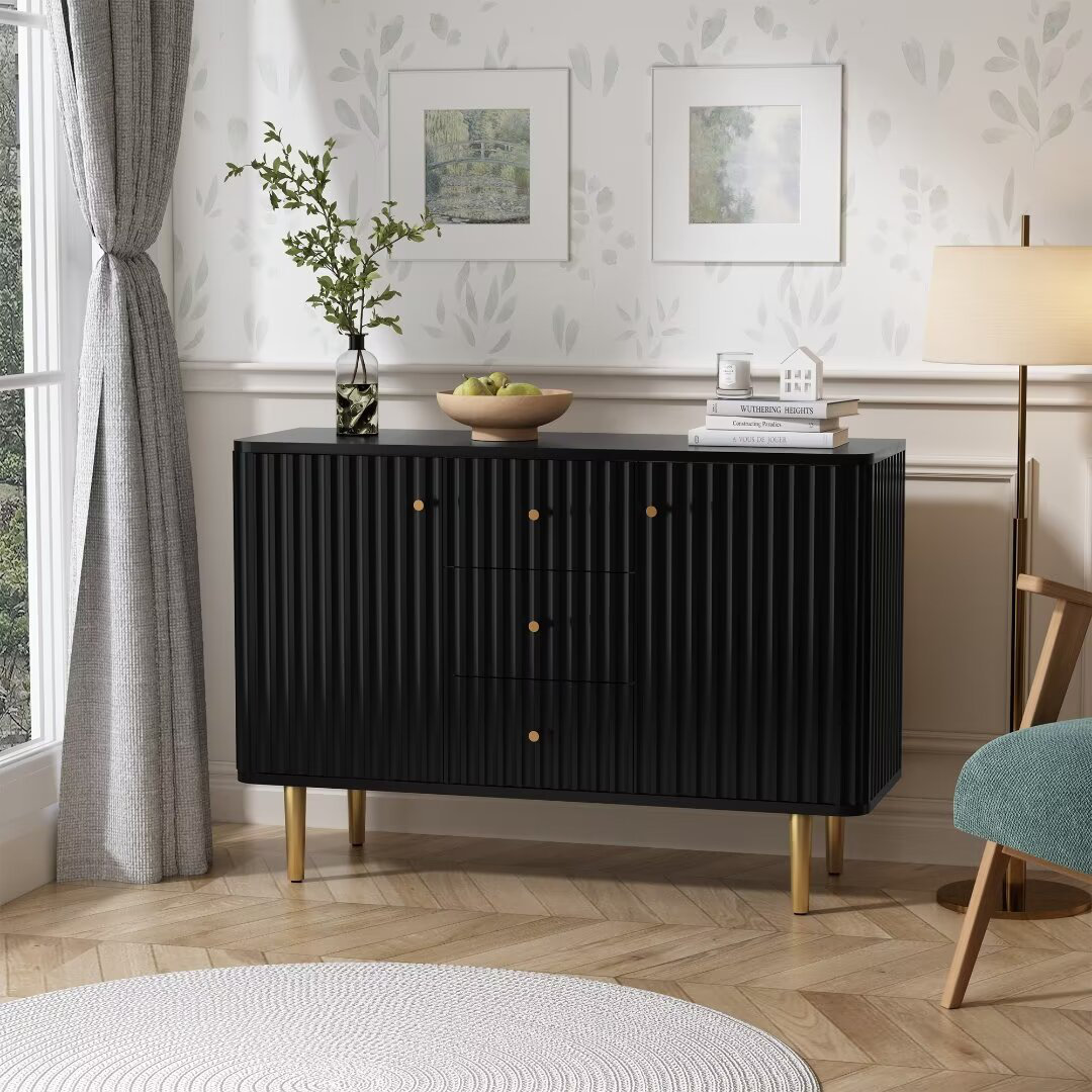 Mercer41 Torye 48'' Modern Sideboard Storage Cabinet with Drawers for ...