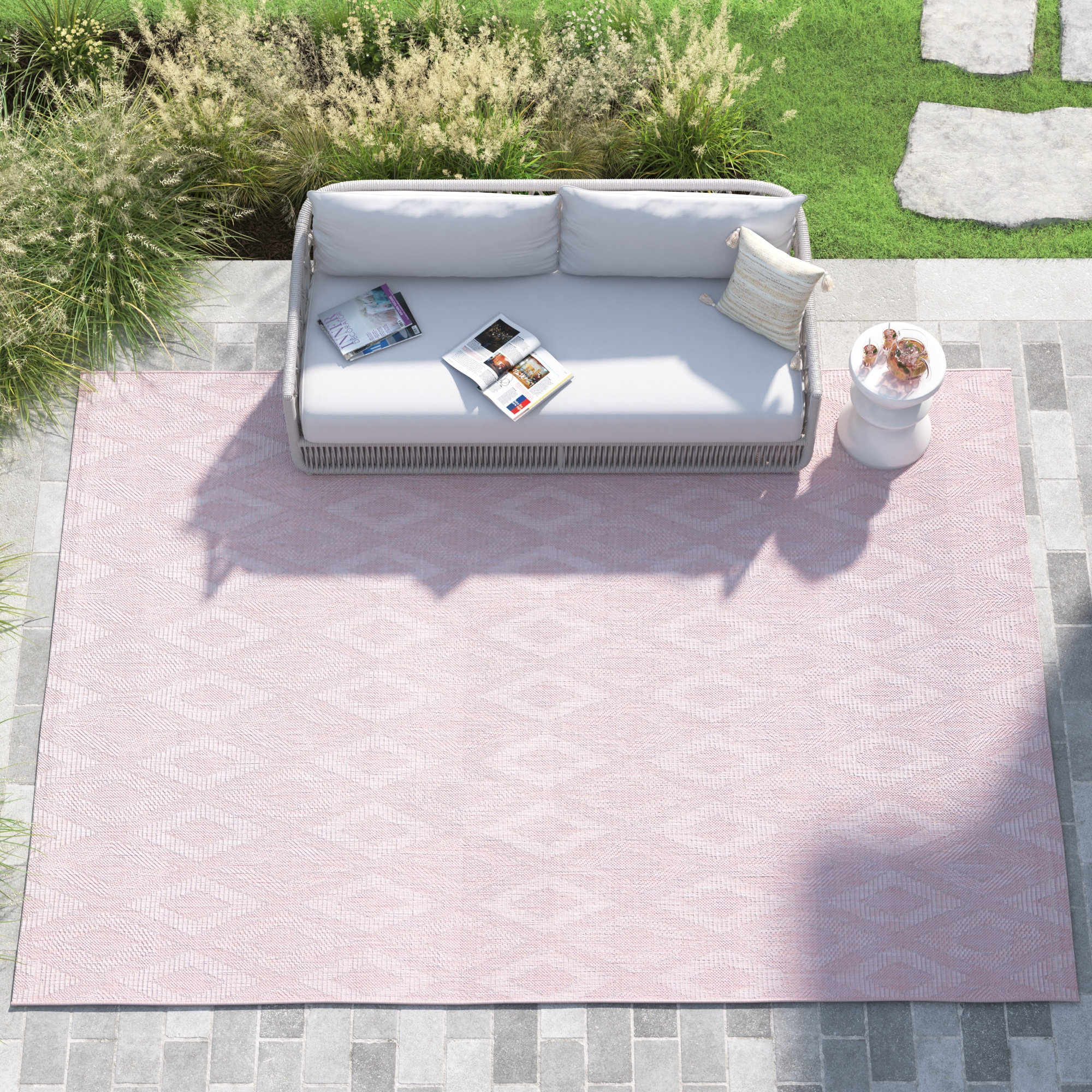 Sand & Stable™ Tamber Geometric Pink Indoor / Outdoor Area Rug ...