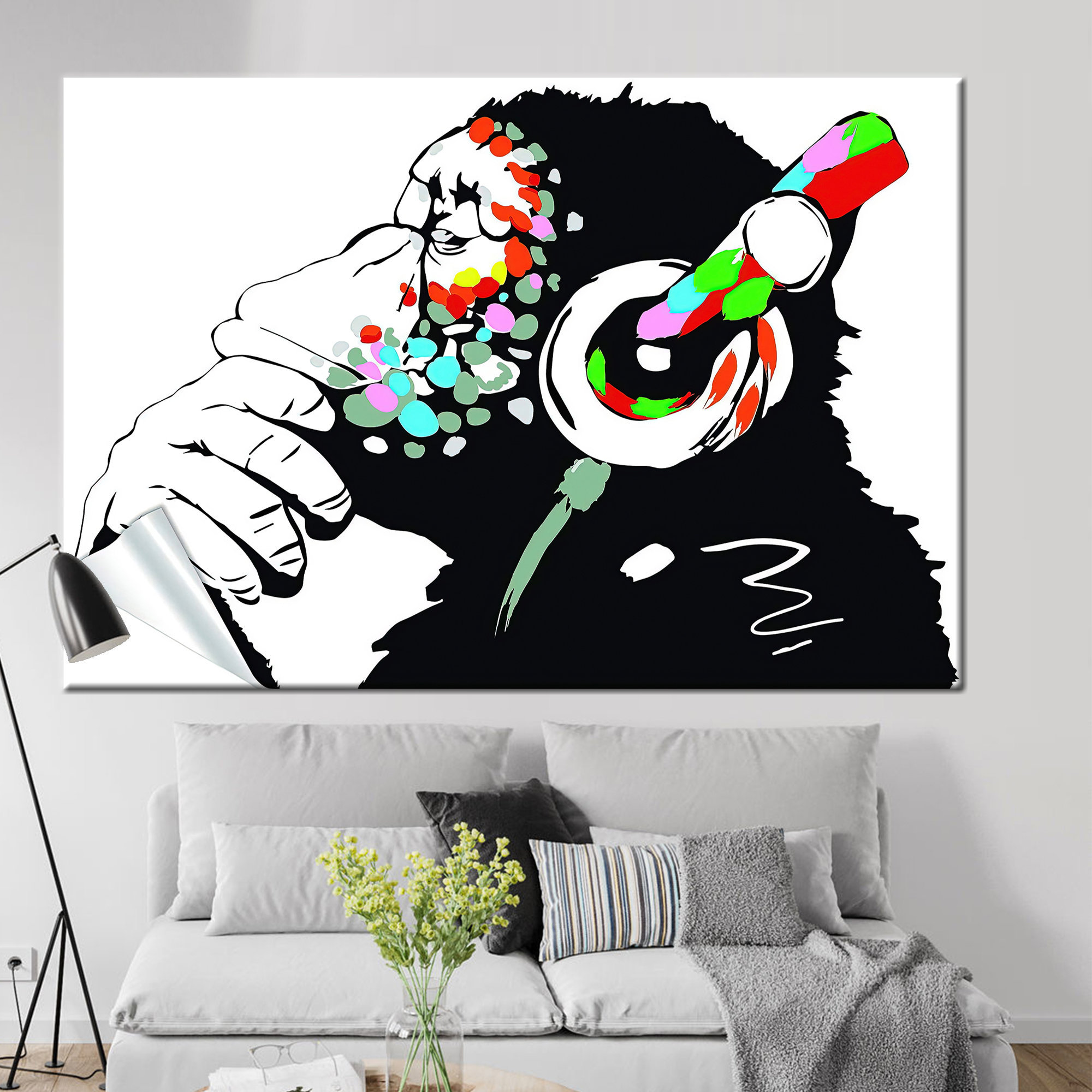 kayra export Thoughtful Monkey Animal Art Canvas Print Depicting ...