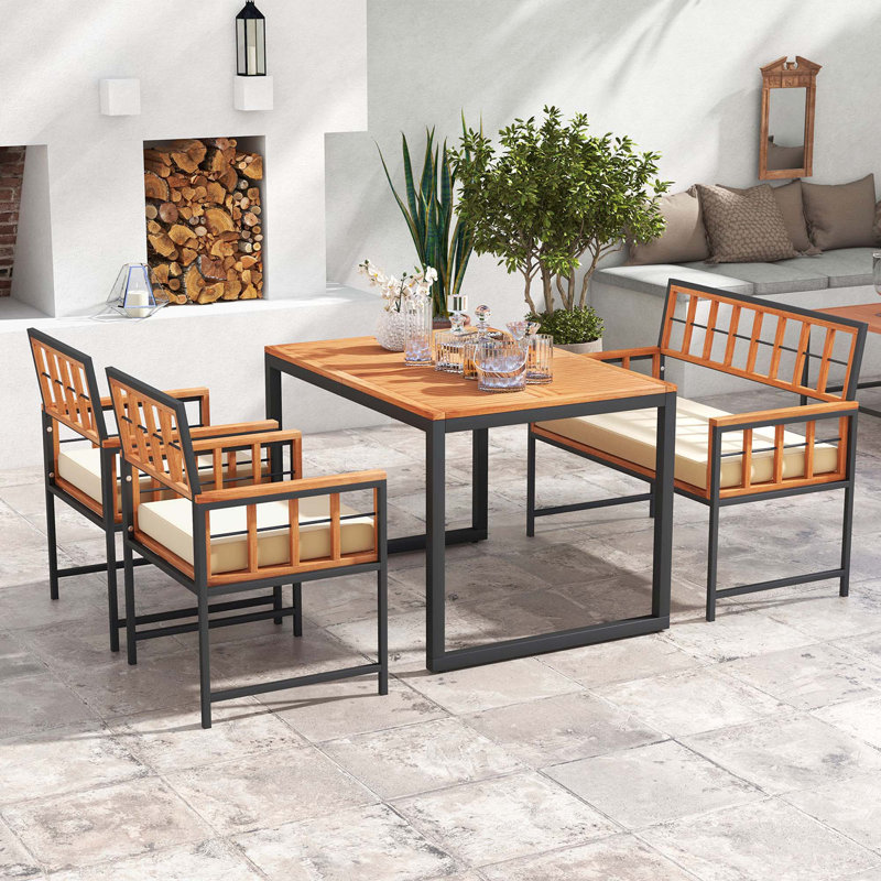 Latitude Run® Elov Rectangular 47'' L Outdoor Restaurant Dining Set ...
