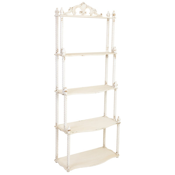 Fleur De Lis Living WOODEN SHELVING KIT WITH 5 SHELVES AGED FINISH ...
