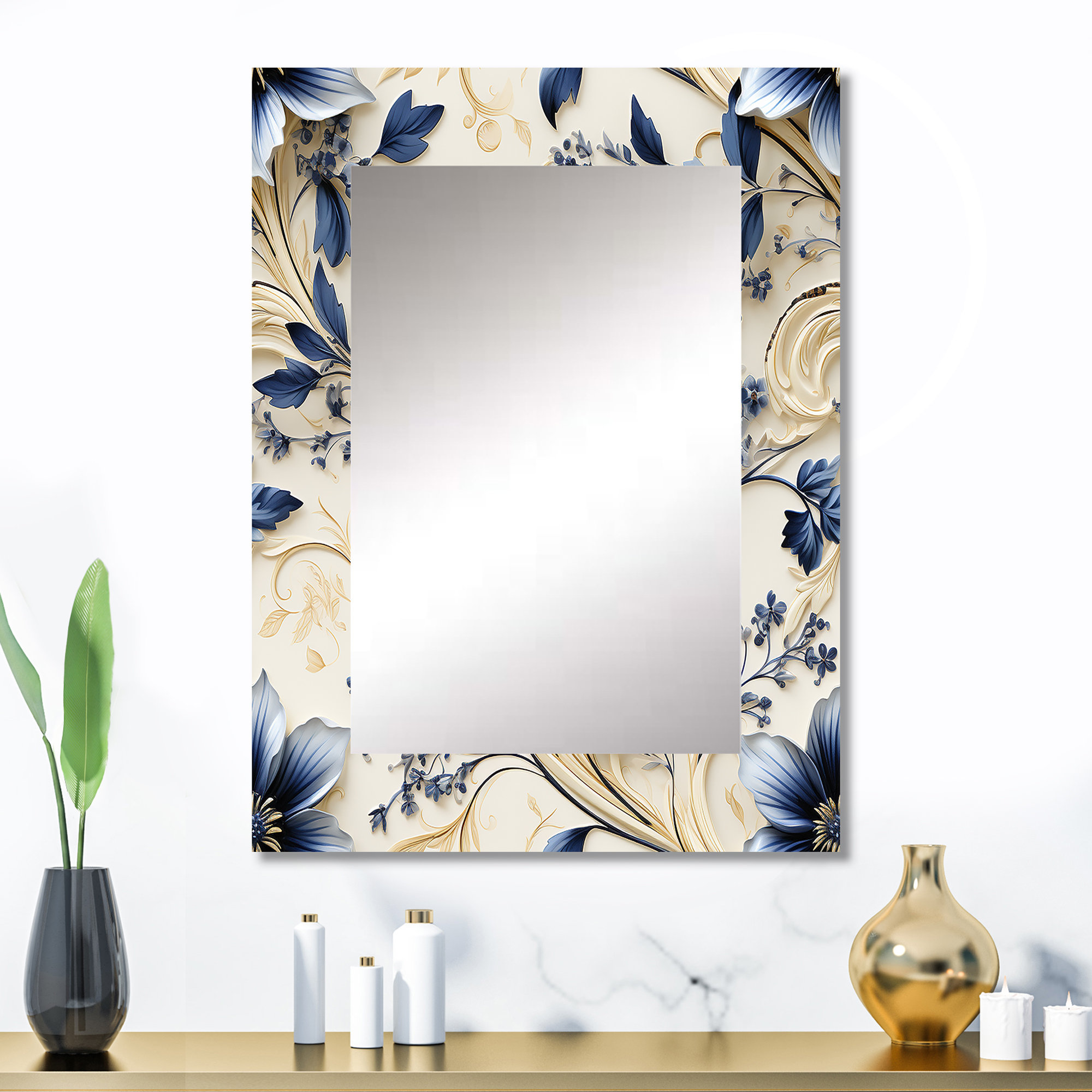 Fleur De Lis Living Cobalt Blue Filigree Vines Victorian Pattern ...