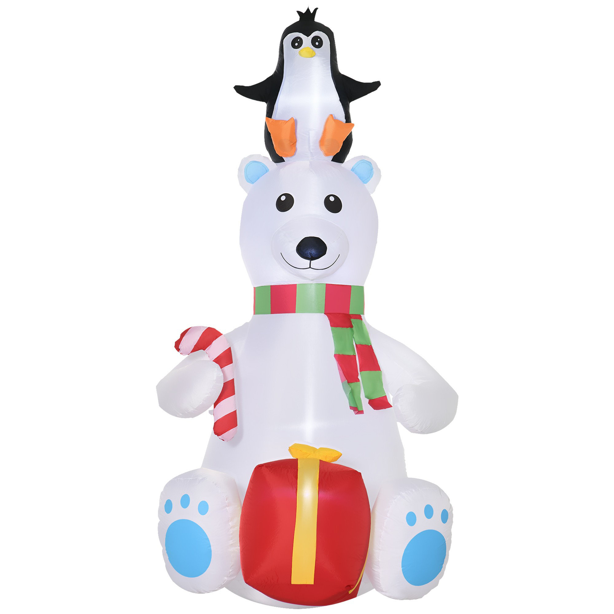 Dakota Fields Polar Bear with Penguin on Head with Candy Cane and Gift ...