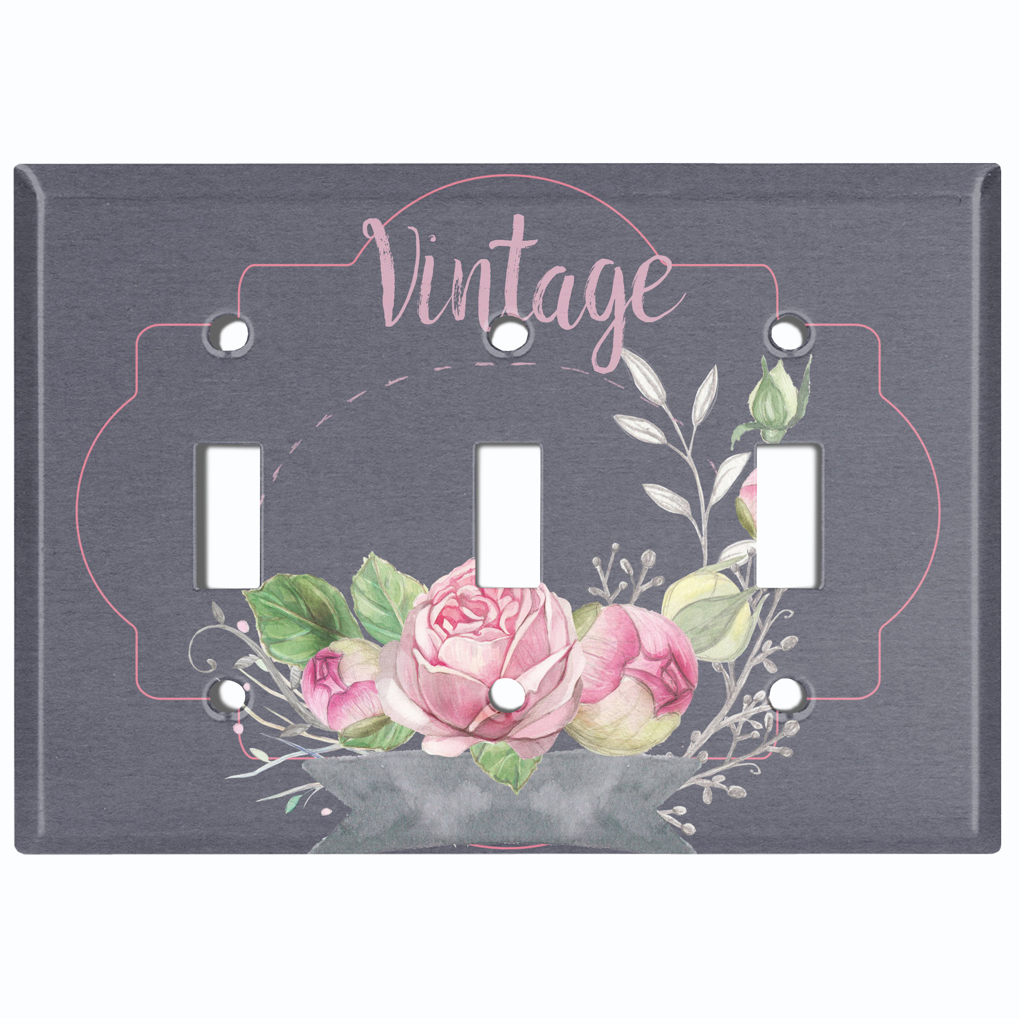 WorldAcc Vintage Roses Flower Frame 3-Gang Toggle Light Switch Wall ...