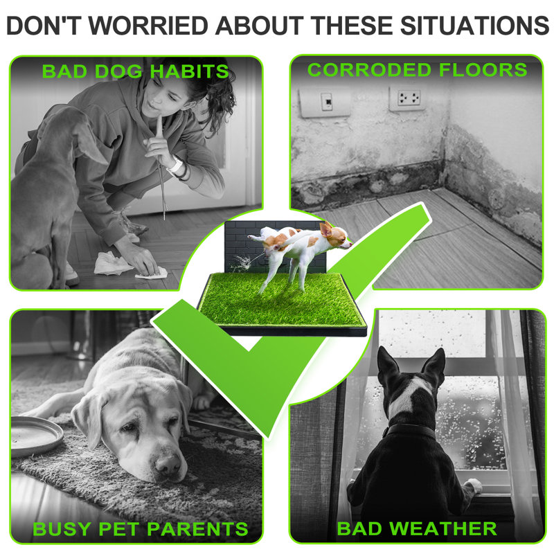 Hompet Dog Litter Box, 2 Pcs Artificial Grass Training Pads With Pee ...