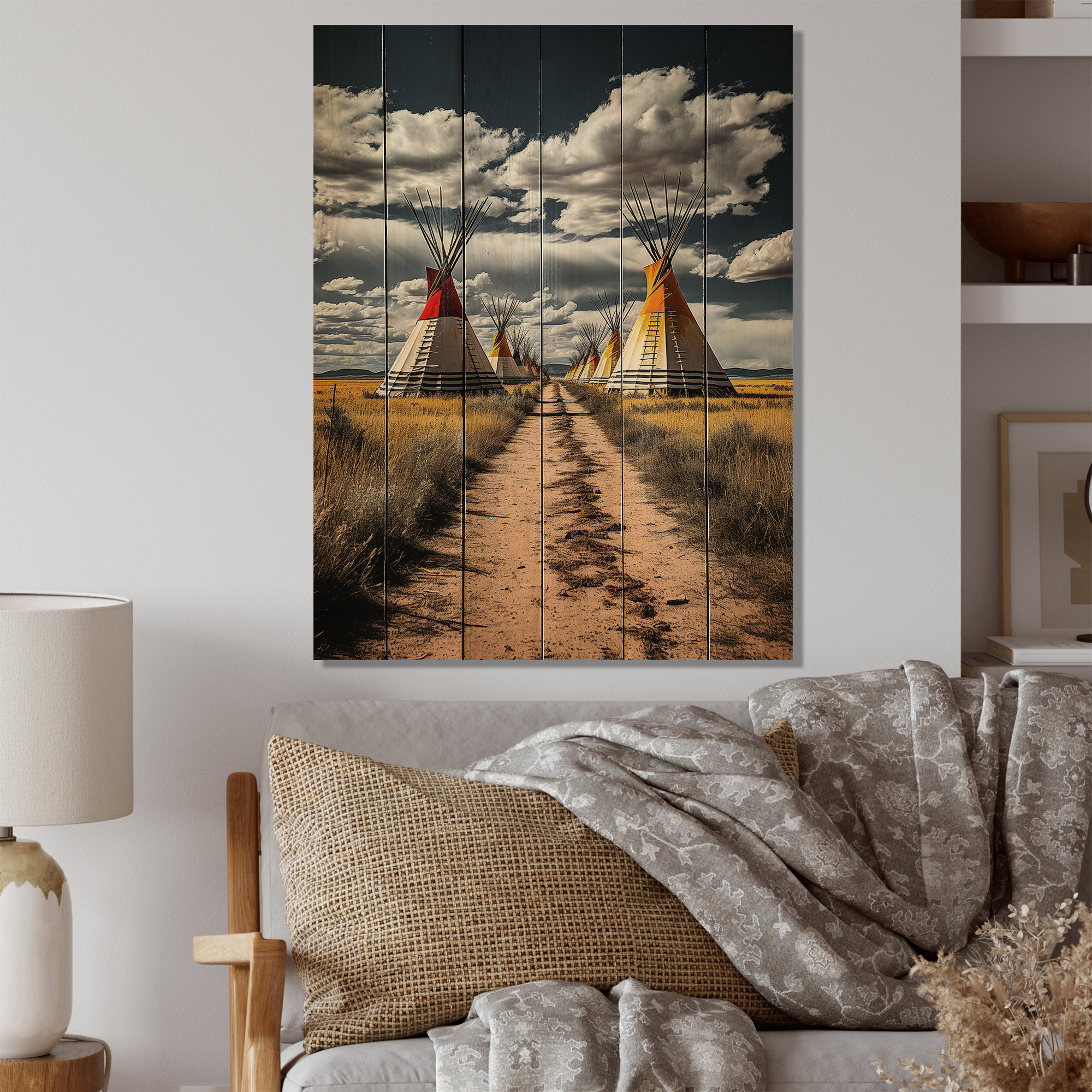 Union Rustic Yellow Native Tipi Path To Spirituality I On Wood Print ...