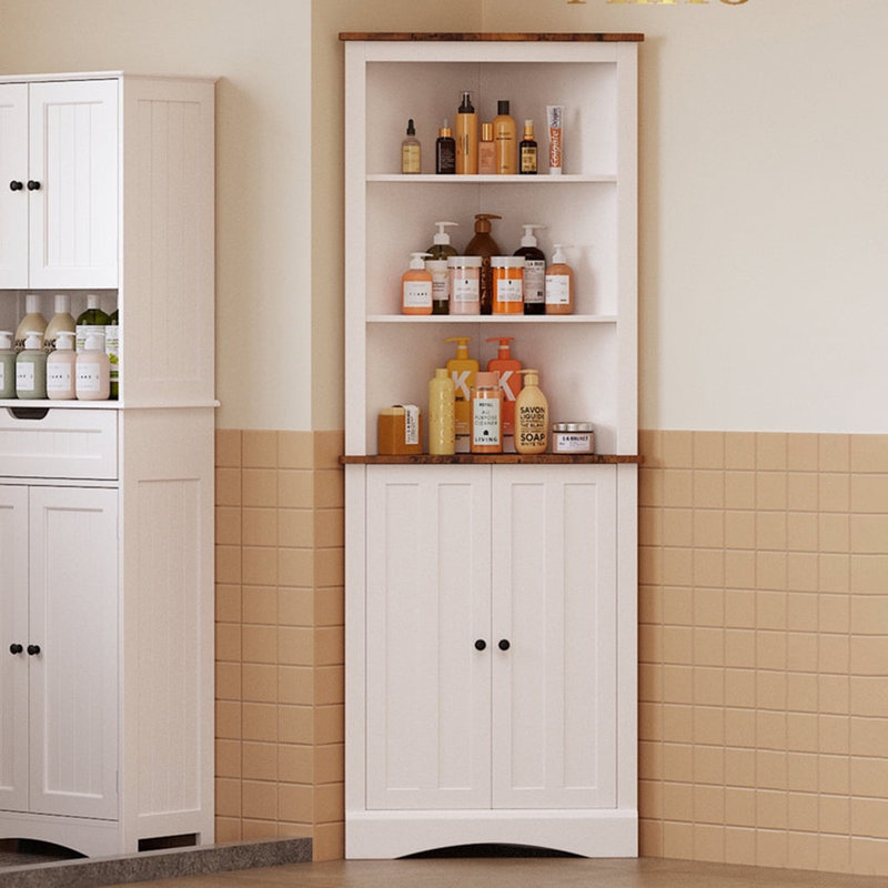 Red Barrel Studio® 63" Freestanding Corner Storage Cabinet with Doors ...