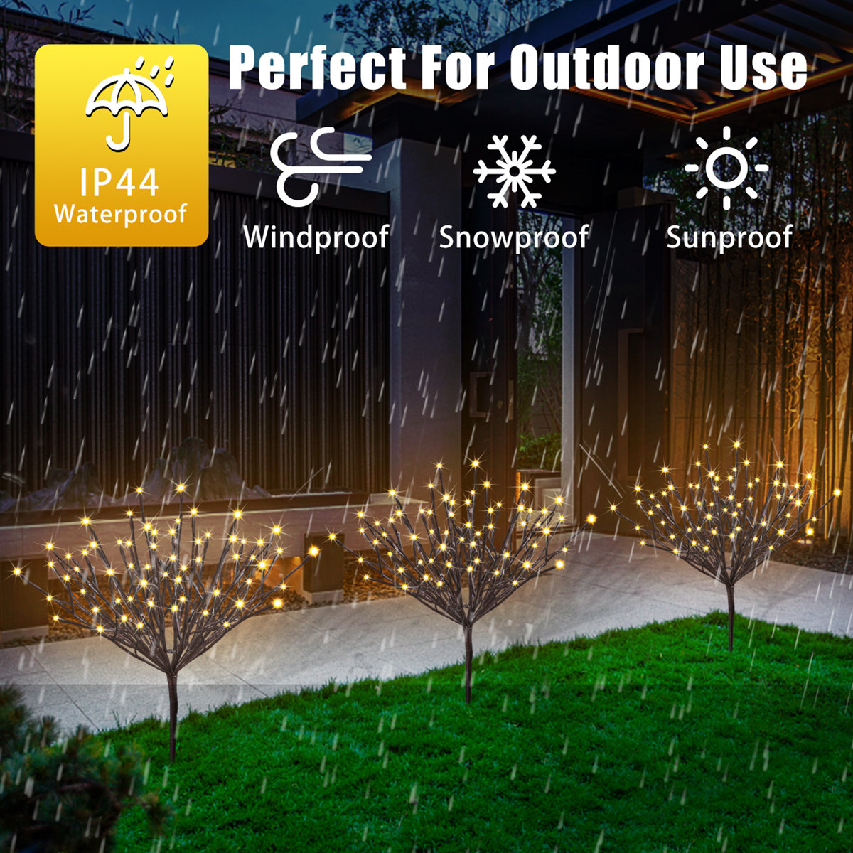 JOINTWIN Brown Branches LED Solar Powered Pathway Light 3Pack for ...