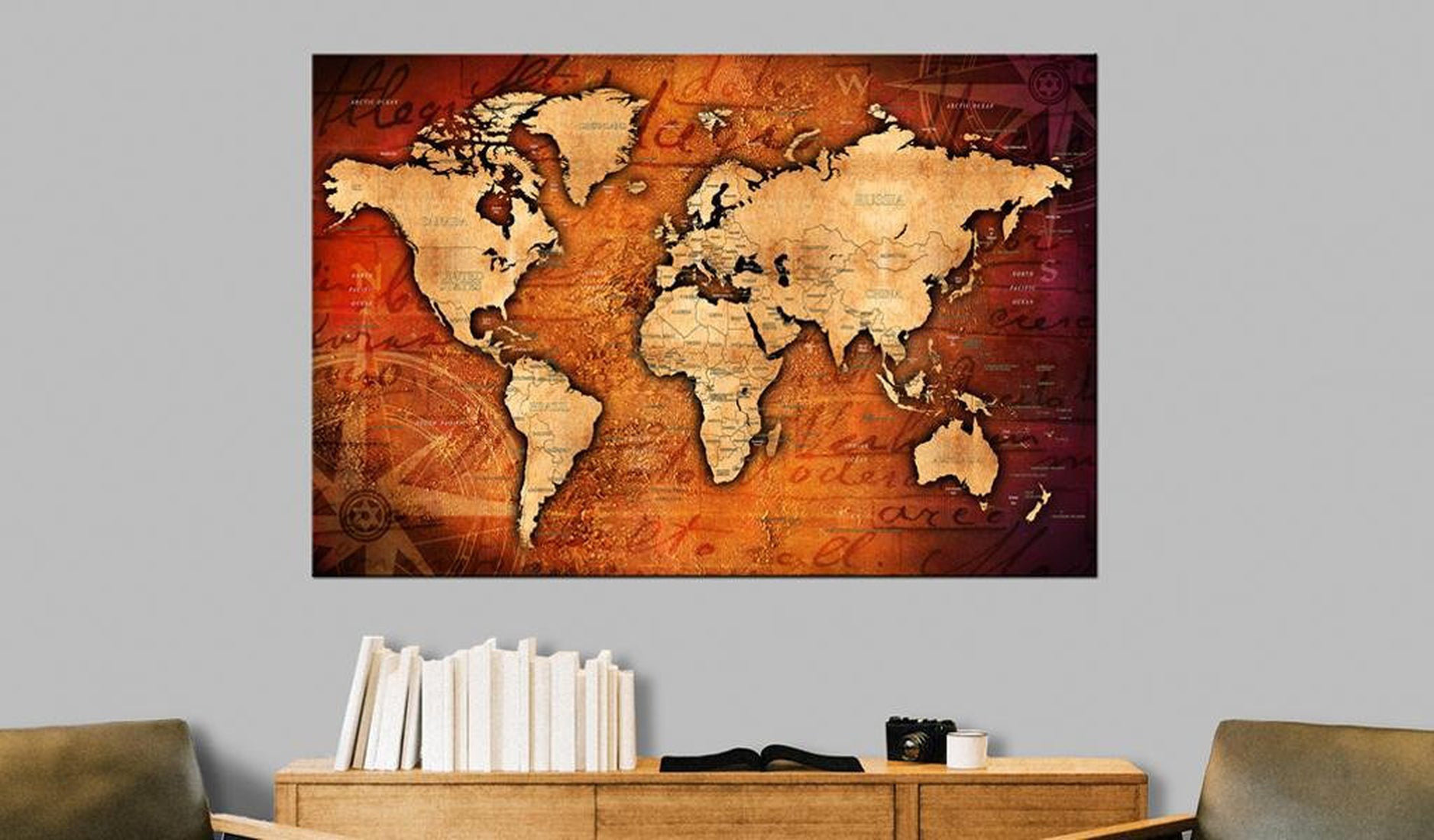 Breakwater Bay Stretched Canvas World Map Art - Amber World - Wayfair ...
