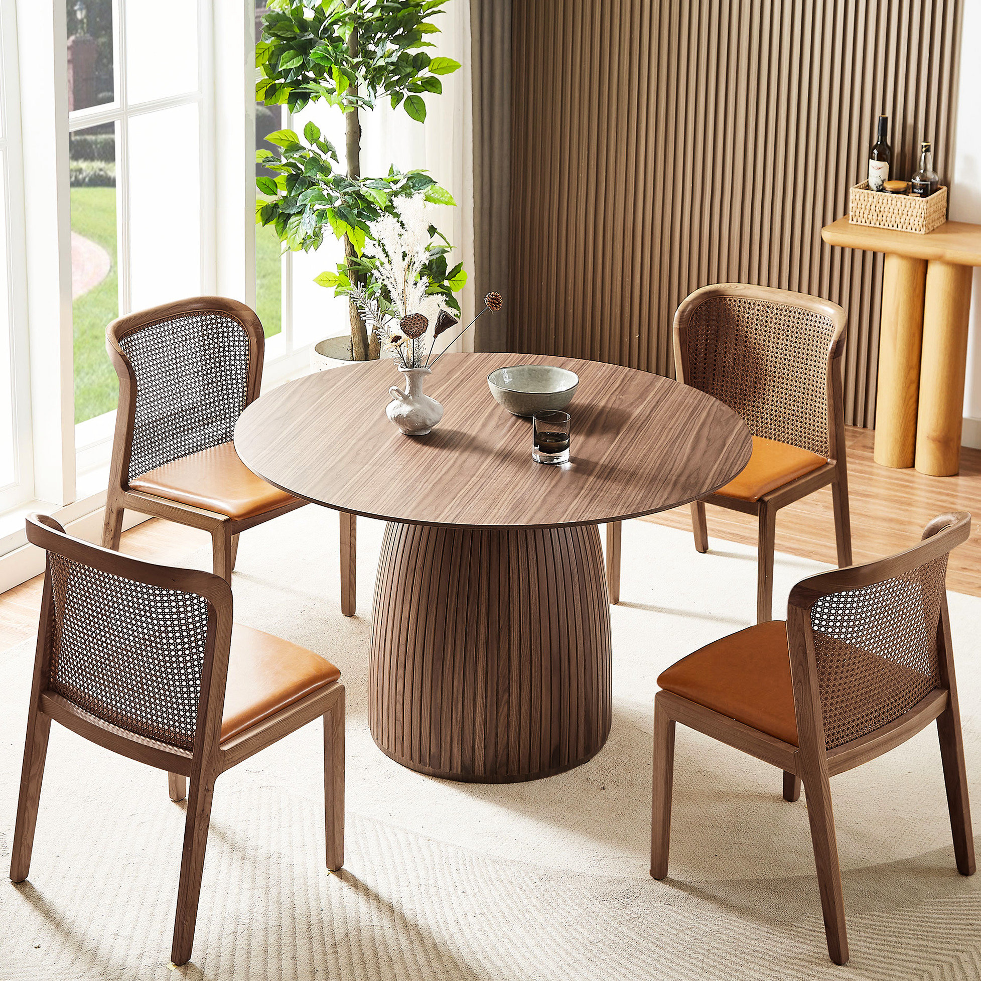 George Oliver 48.66 Inch Round Dining Table For 4-6, Mid-century Modern ...