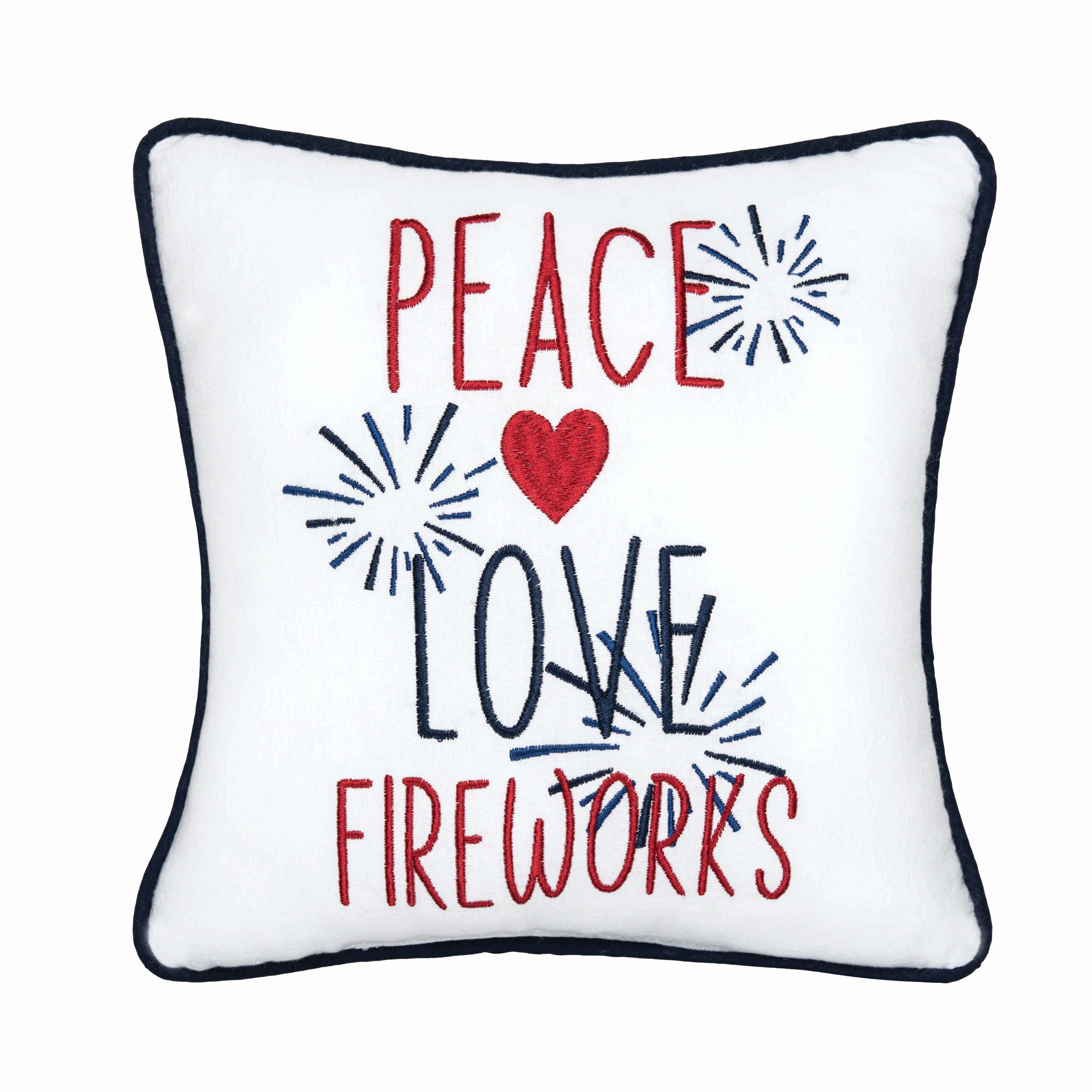 C&F Home Peace, Love, Fireworks Patriotic Embroidered Square Accent ...