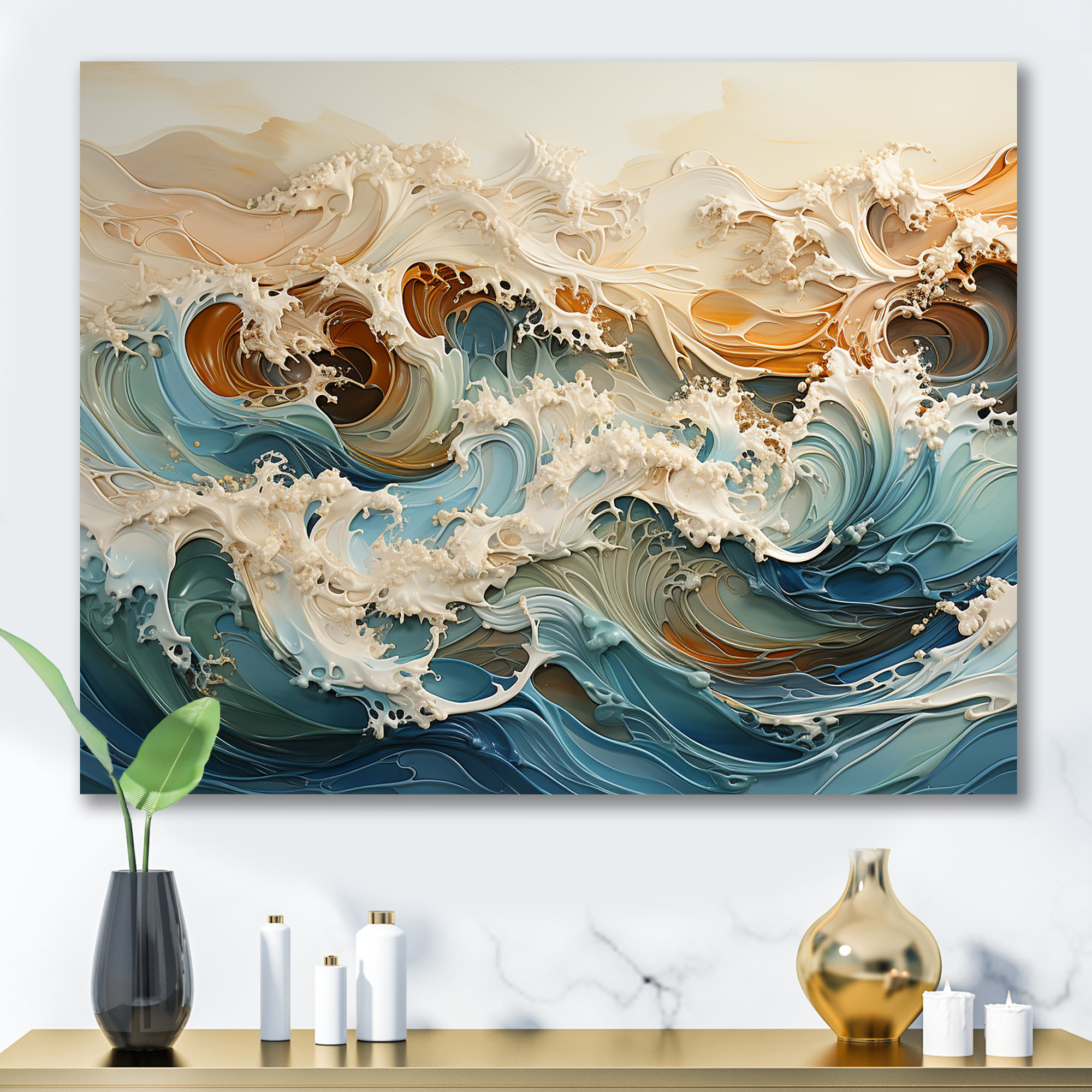 Highland Dunes Japan Storm Charm Liquid Art On Canvas Print | Wayfair