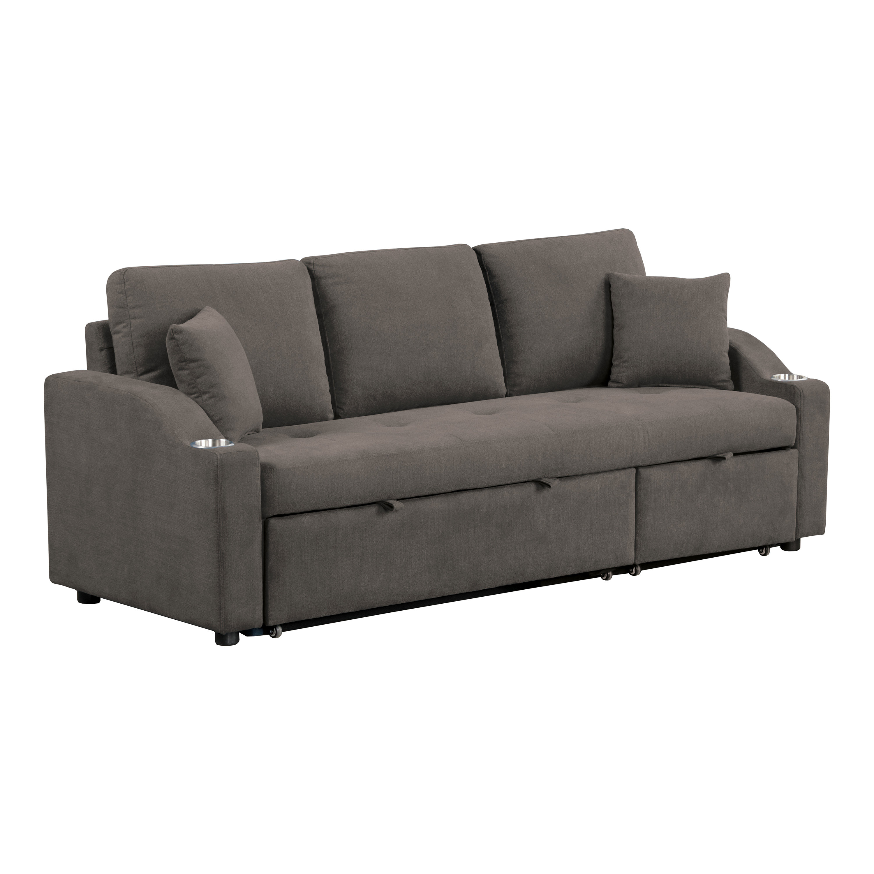 Hokku Designs Nyric Pull-Out Sleeper Sectional With Cup Holders | Wayfair