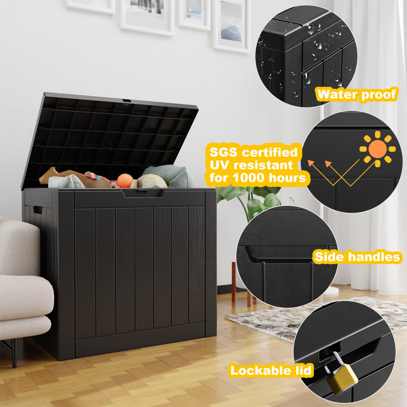Deck Box 30.5 Gallons Water Resistant Resin Lockable Deck Box & Reviews ...