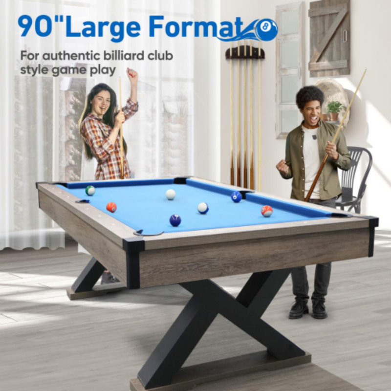 Fashionwu 84" Billiard Table, Portable Pool Table With Sturdy K-shaped ...
