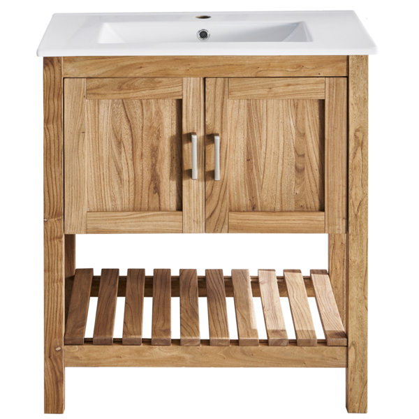 Millwood Pines Solid Wood 30'' Single Bathroom Vanity Set & Reviews ...