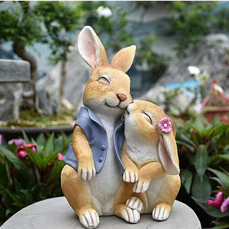 Trinx Garden Rabbit Statue Outdoor Decoration Resin Fun Rabbit Statue ...