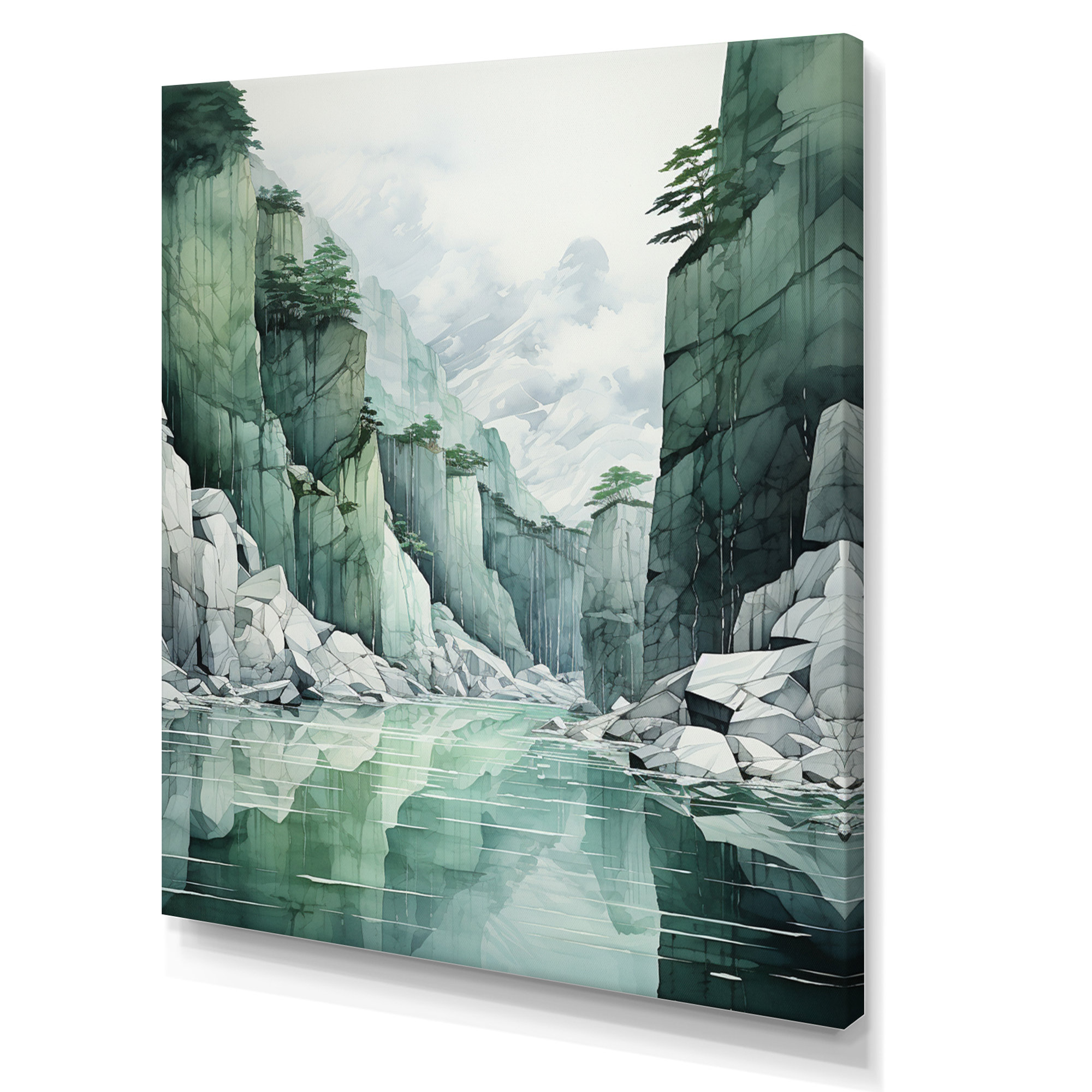 Red Barrel Studio Green 0 Cliff Glacial Symmetry II - Landscape ...