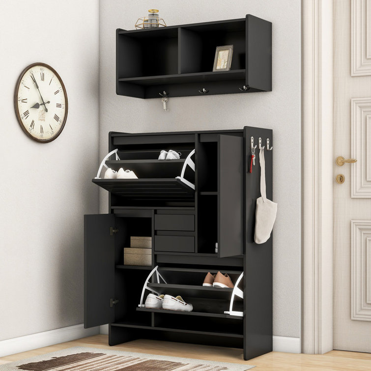 Ebern Designs Eliazer Hall Tree 31.52'' Wide with Shoe Storage | Wayfair