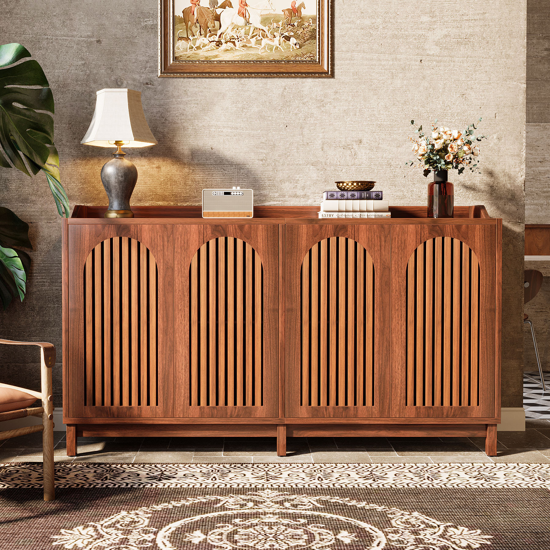 Ebern Designs 57" Sideboard Buffet Cabinet with Adjustable Shelves ...