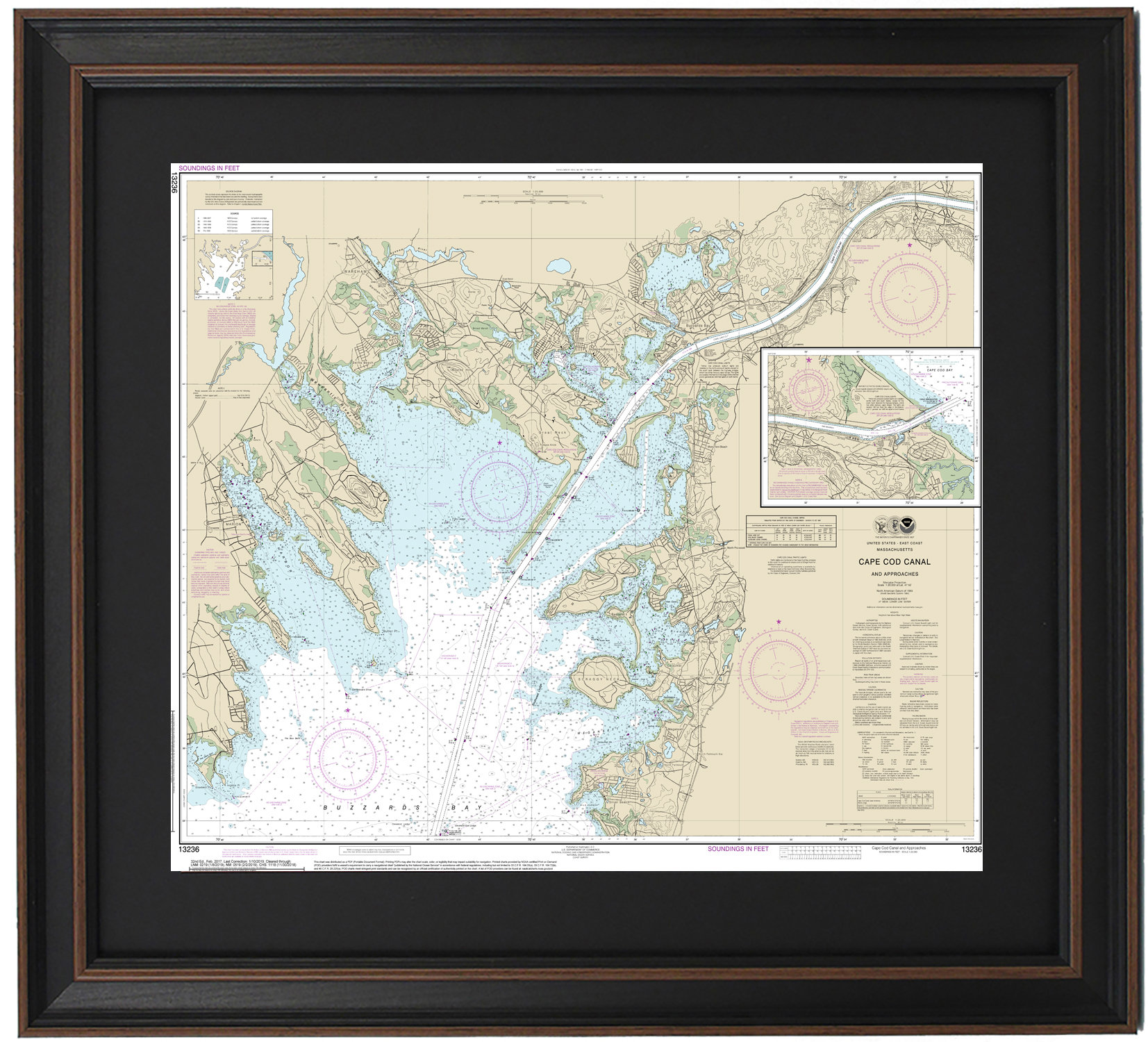 Longshore Tides Cape Cod Canal, MA | Nautical Chart | Framed Print ...