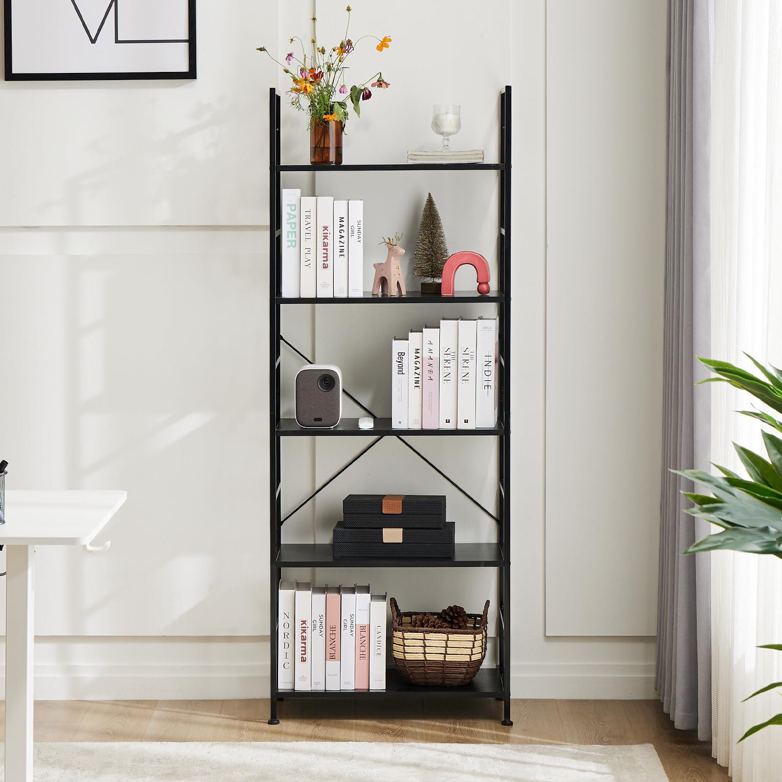 17 Stories 5 Layers Classic Modern Tall Bookshelf Black - Wayfair Canada
