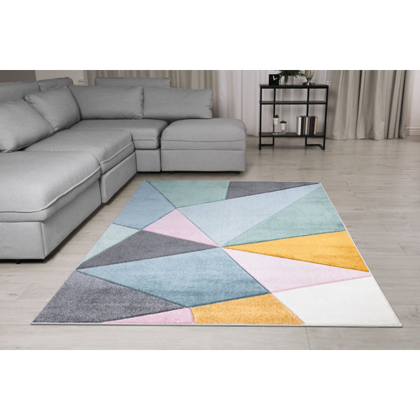 George Oliver Geis Yellow/Grey/Pink Indoor Rug | Wayfair.co.uk
