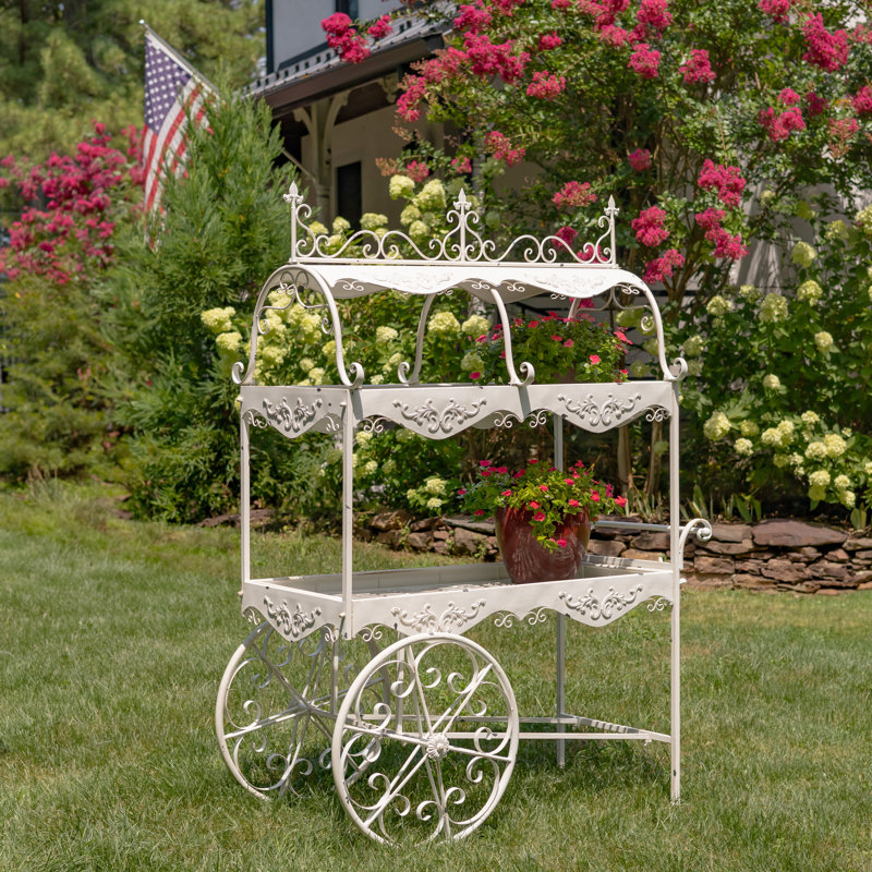 Zaer Ltd International 6.5ft. Tall 2-Tier Parisian-Inspired Iron Flower ...