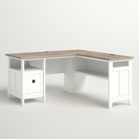 Ebern Designs Swapan 56'' Lift Top L-Shaped Desk with Drawers and Power ...