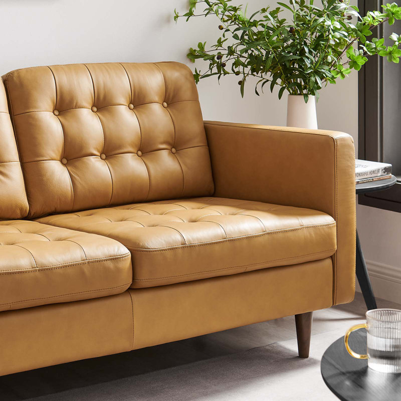 Modway Exalt Tufted Leather Loveseat & Reviews | Wayfair