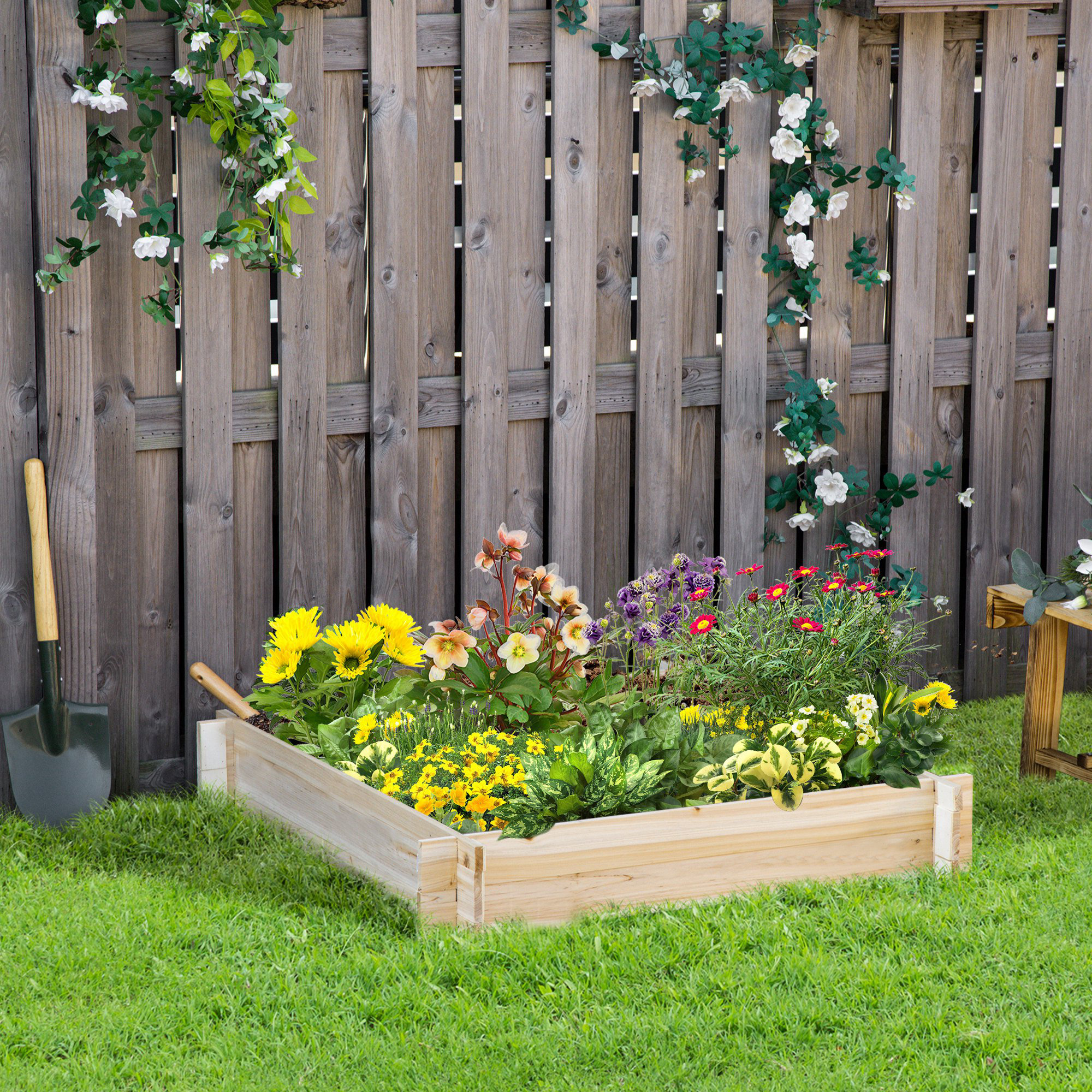 Arlmont & Co. Druann Screwless Raised Garden Bed Kit, Wooden Ground ...