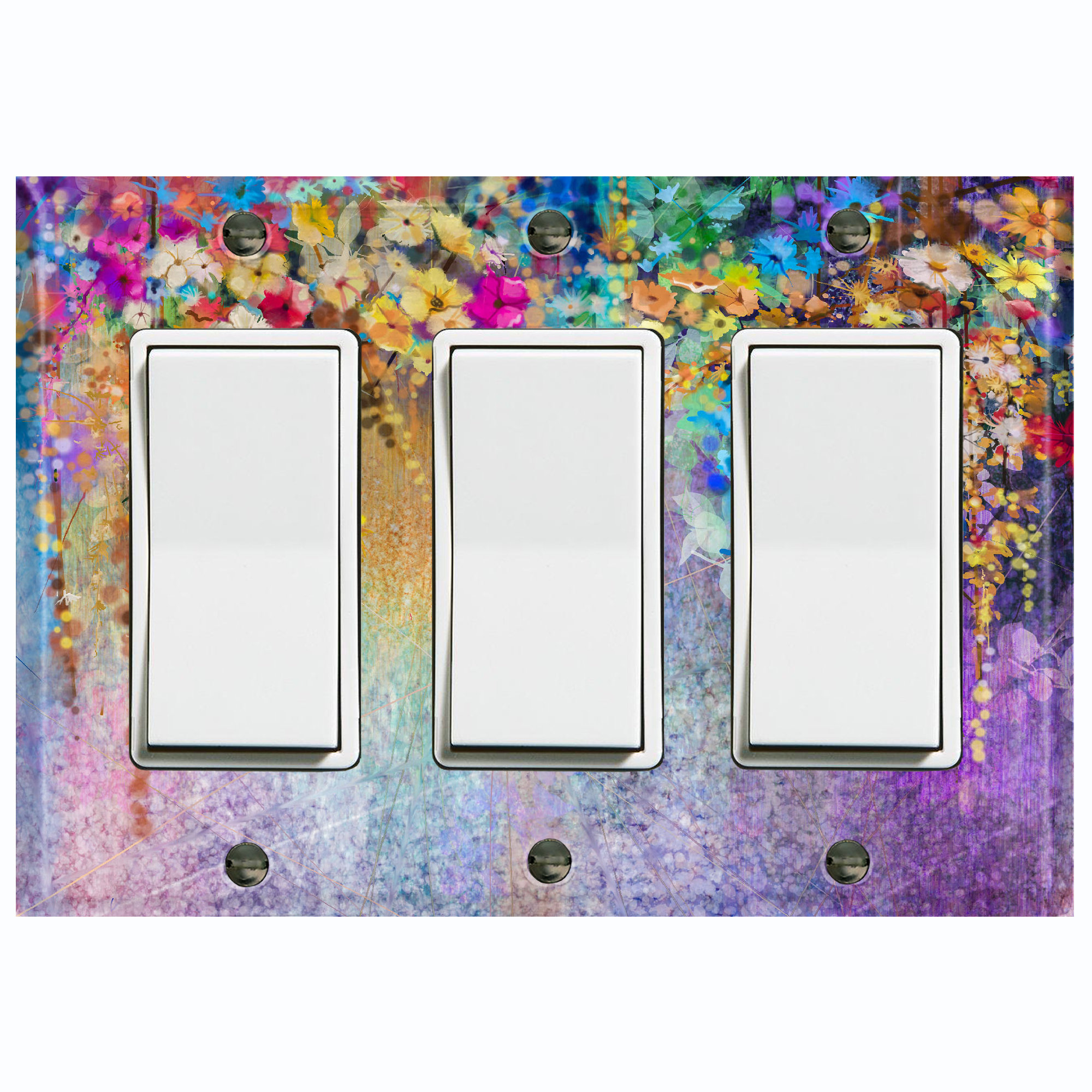 WorldAcc Colorful Flowers Purple Nature Themed 3 - Gang Toggle Light ...