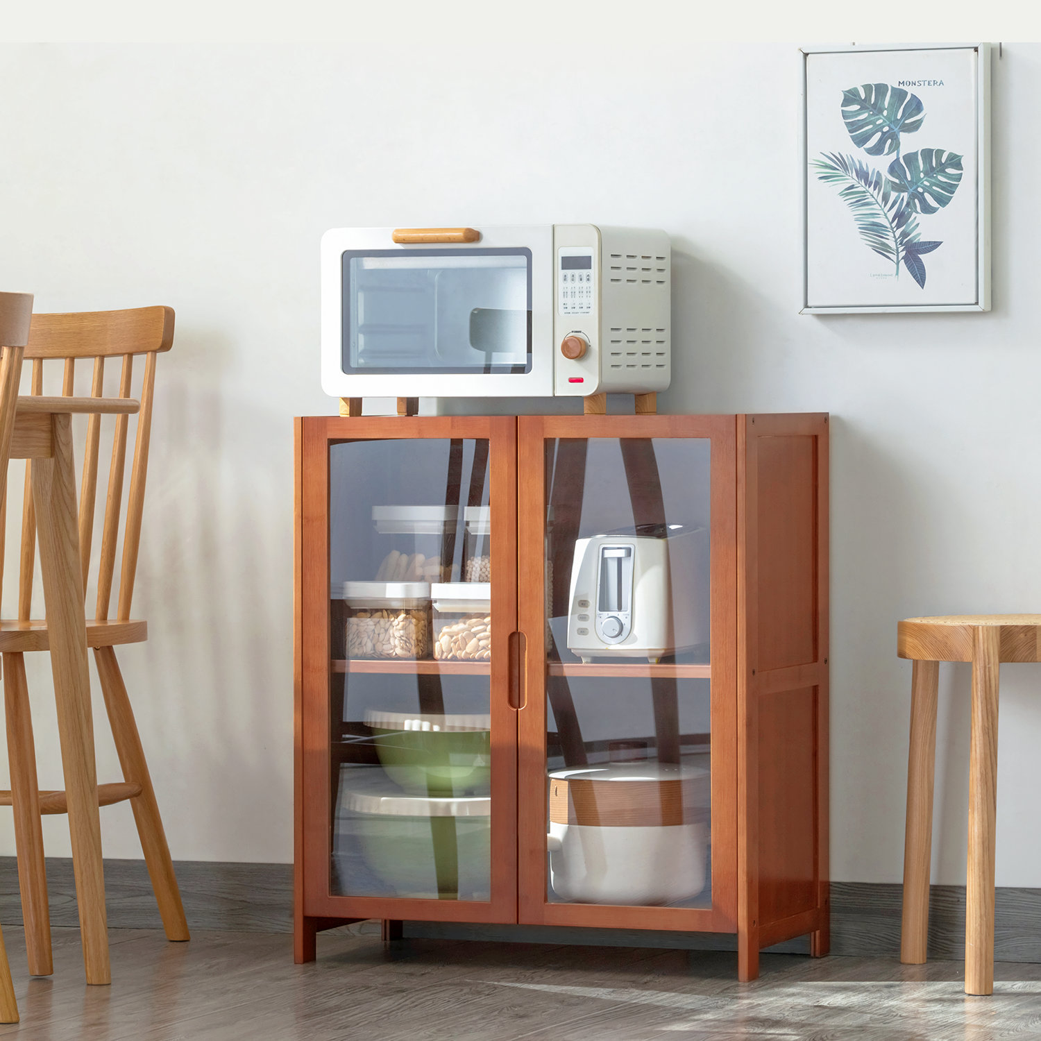 Red Barrel Studio 2 Tier Sideboard Cupboard With Transparent Doo For ...