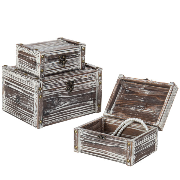 Gracie Oaks 3 Piece Solid Wood Box Set | Wayfair