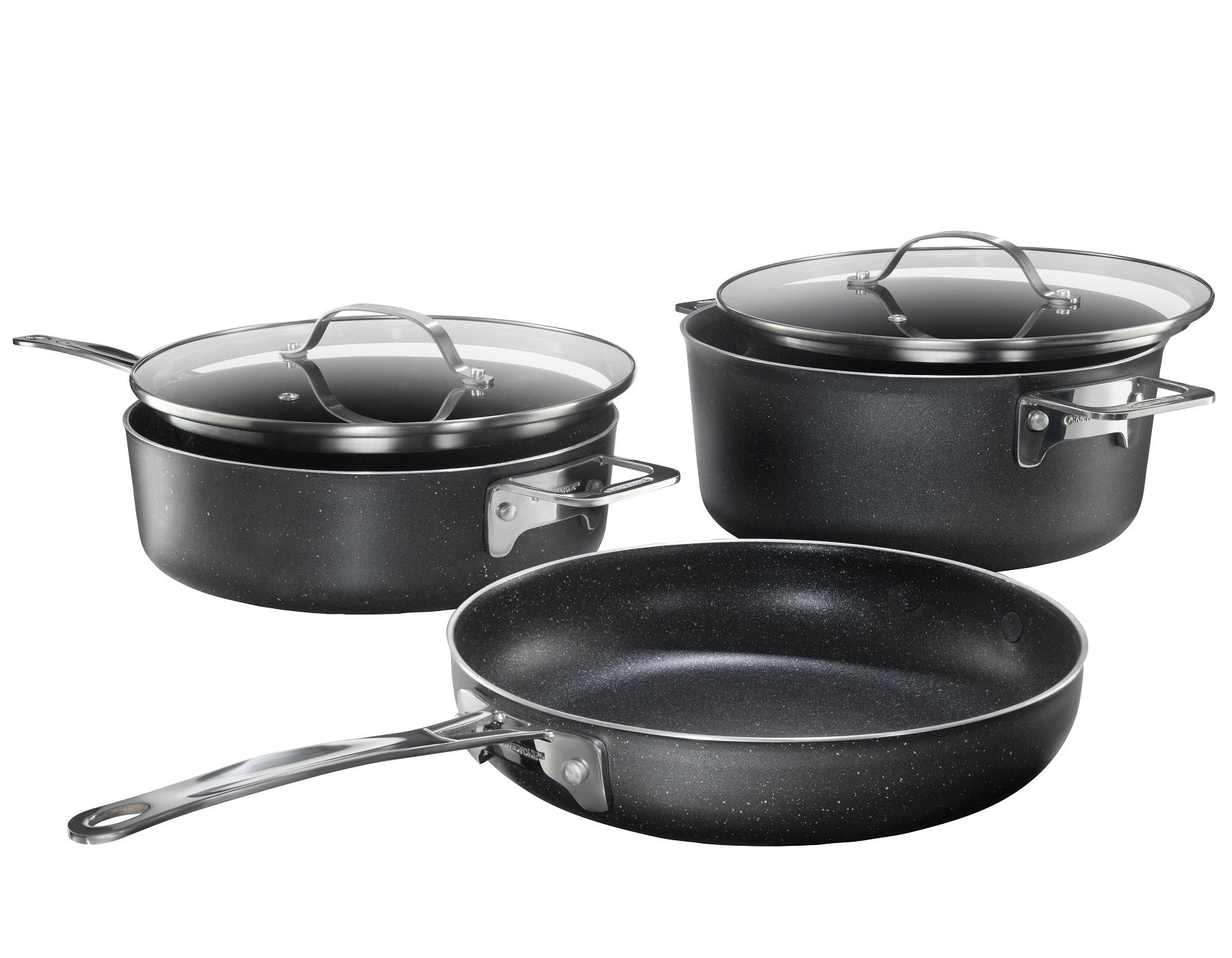 Granitestone Stackable 5 Piece Space Saving Nonstick Cookware Set, Oven ...