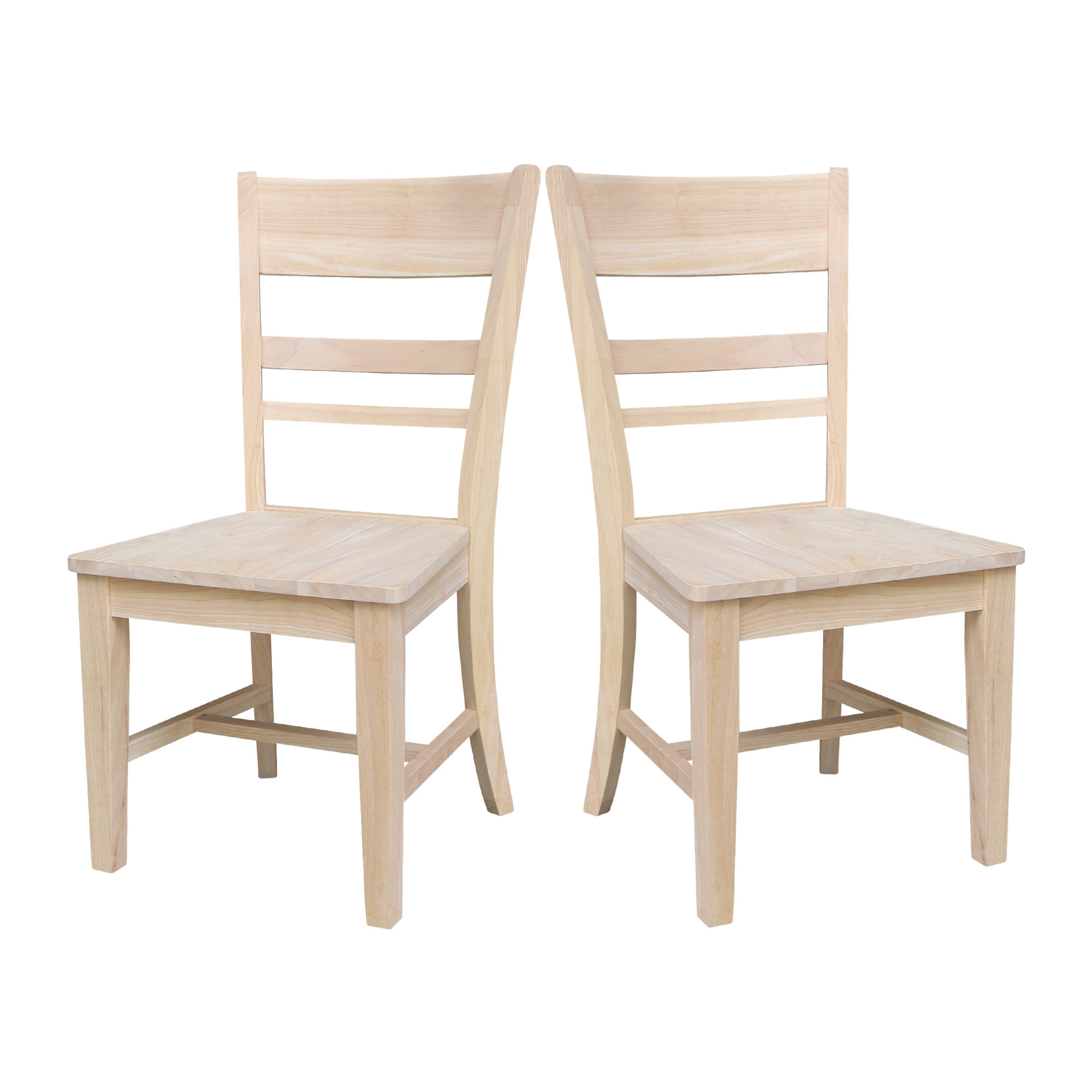 Gracie Oaks Mayores Solid Wood Ladder Back Side Chair in Unfinished ...