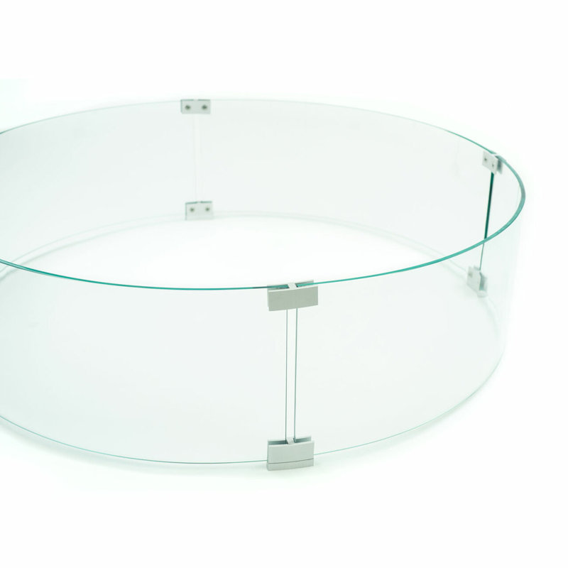 AMS Fireplace AMS Fire Pit Table Round Glass Wind Guard - Fire Flame ...