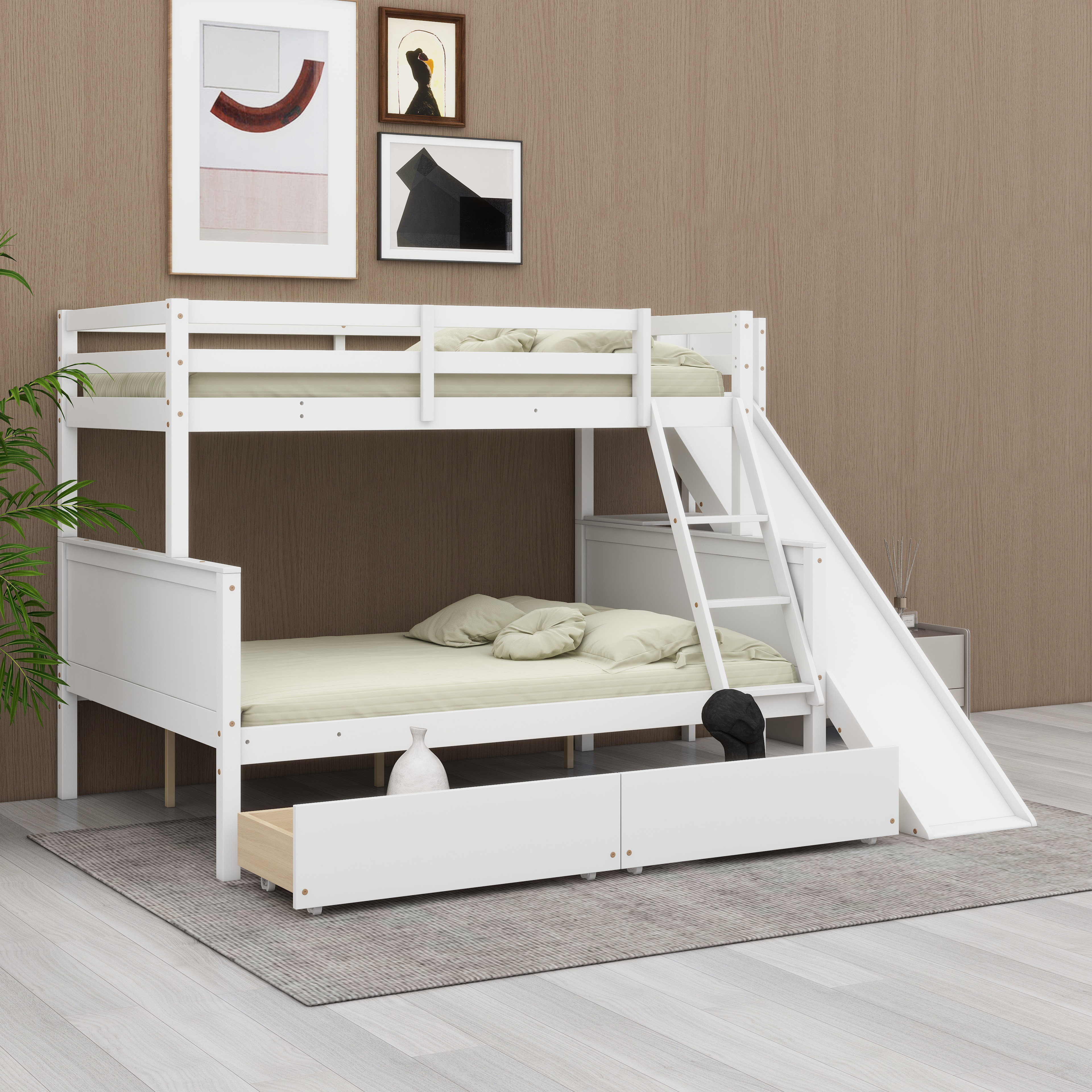 George Oliver Space-Smart Bunk Bed With Ladder, Drawers, Guardrails And ...