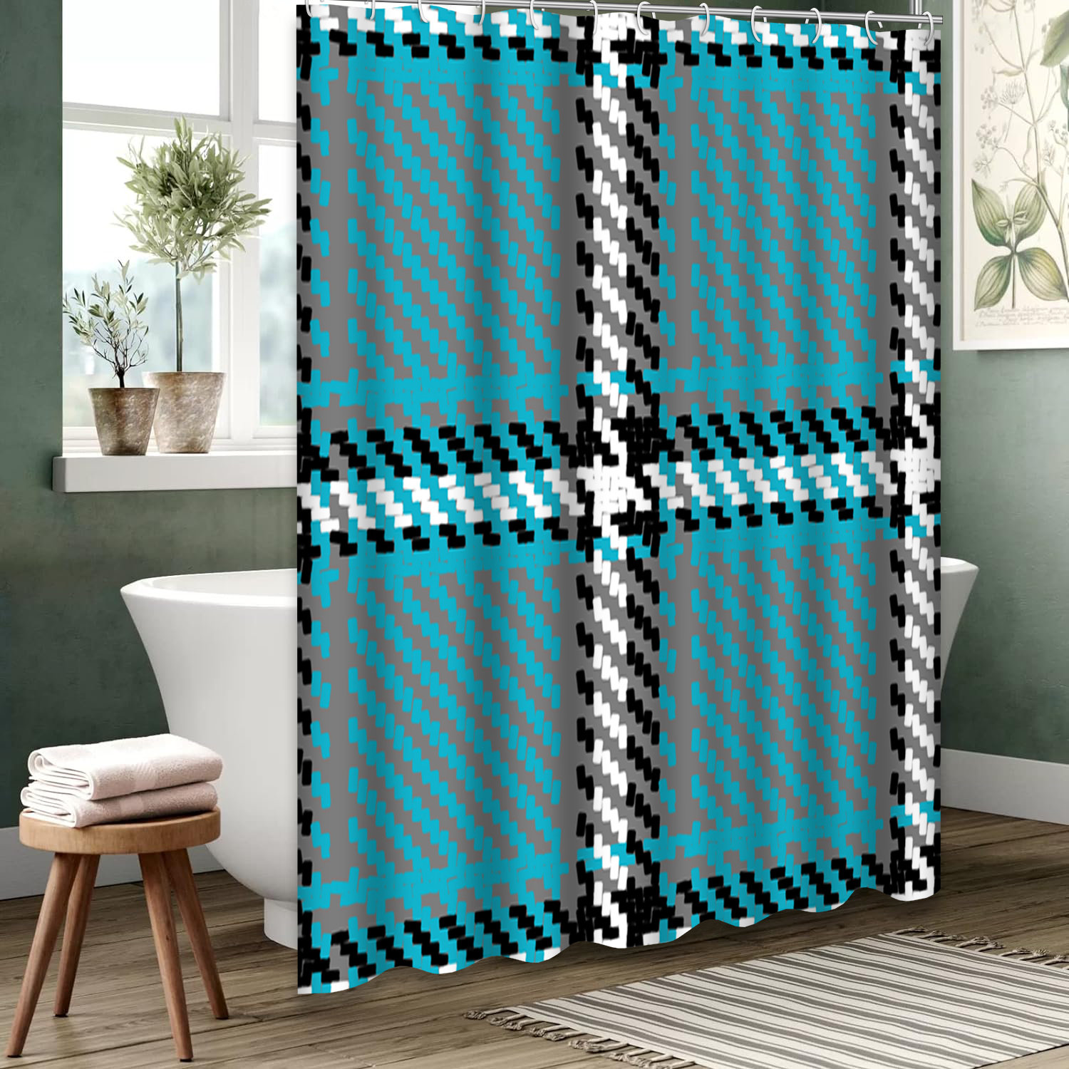 East Urban Home Lumberjack Plaid Waterproof Shower Curtain - Rustic ...