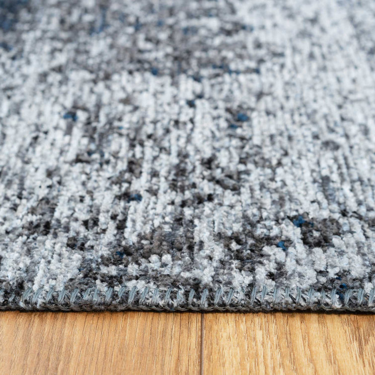 Borough Wharf Seine Panorama Reversible Abstract Dark Grey Navy Rug ...