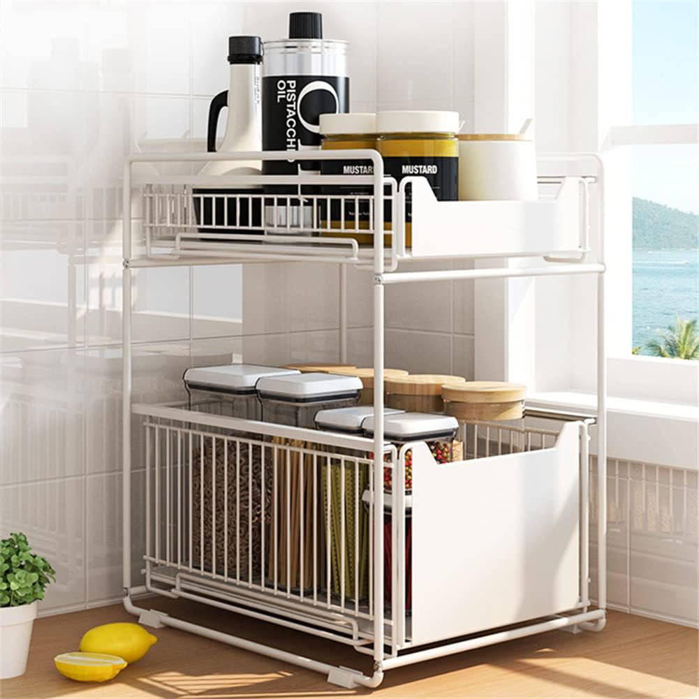 Rebrilliant Compact Stackable Sliding Cabinet Basket, Kitchen ...