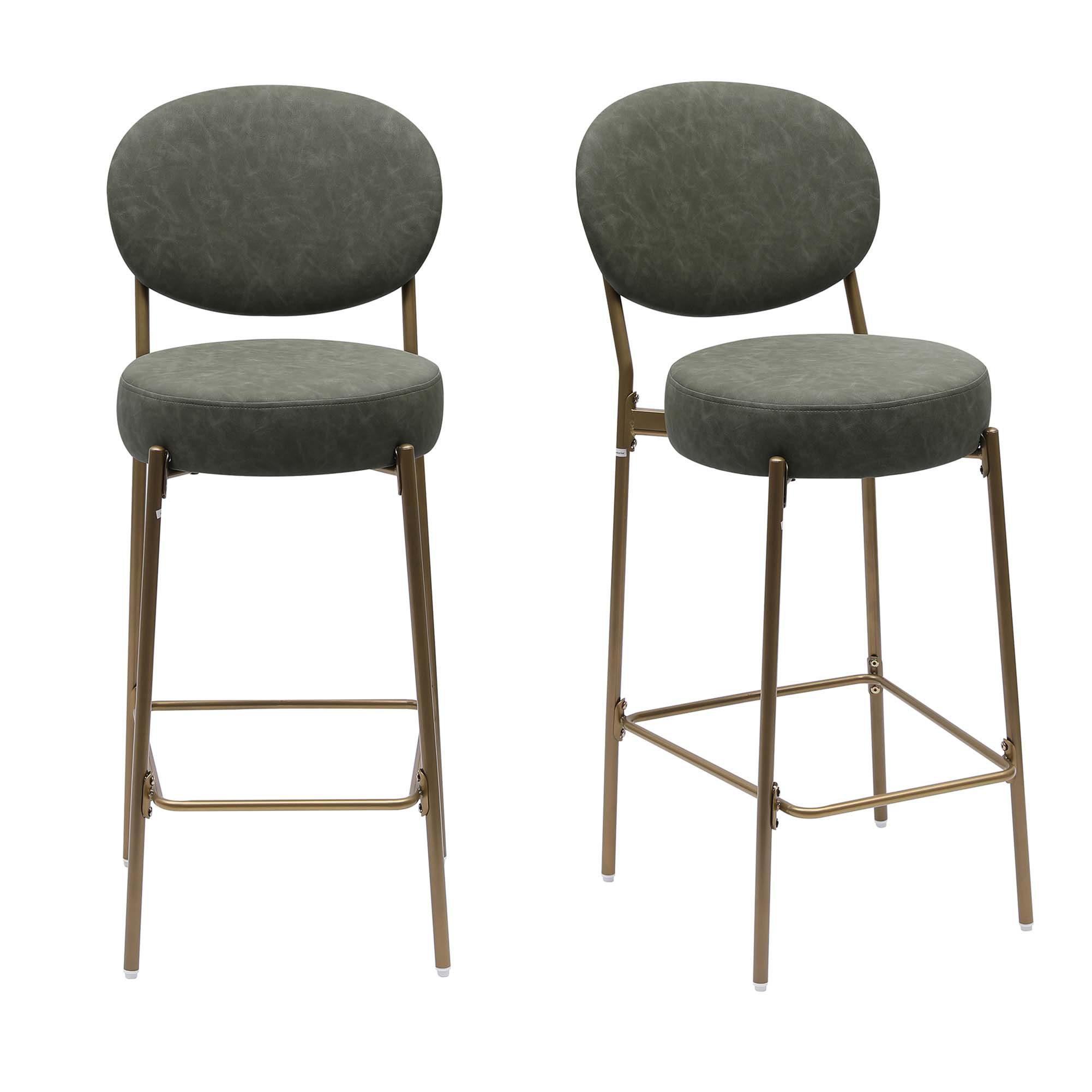 Ophelia & Co. Upholstered Bar Stools Set Of 2 Faux Leather Counter ...