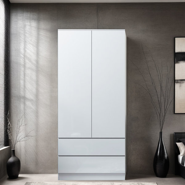 Hashtag Home Warren 2 Door 2 Drawer Combi Wardrobe - Matt White Finish ...
