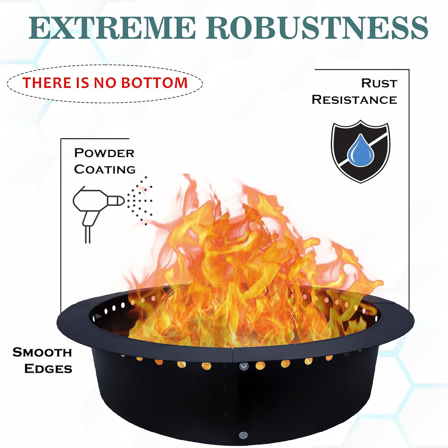 Febtech - Smokeless Fire Pit Insert - Steel 46" Round Foldable Fire Pit ...