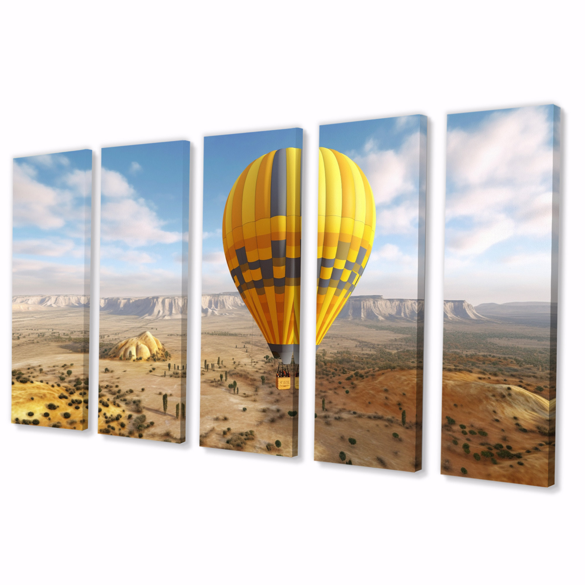 Ebern Designs Yellow Hot Air Ballon Panoramic II - Transportation Wall ...