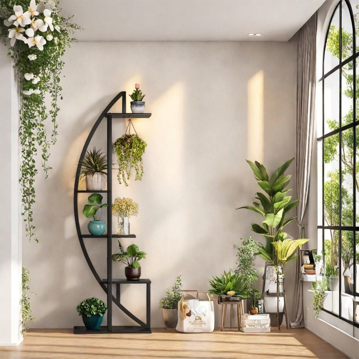 Zhang's SereneLodge Simple wrought iron flower rack decorative objects ...