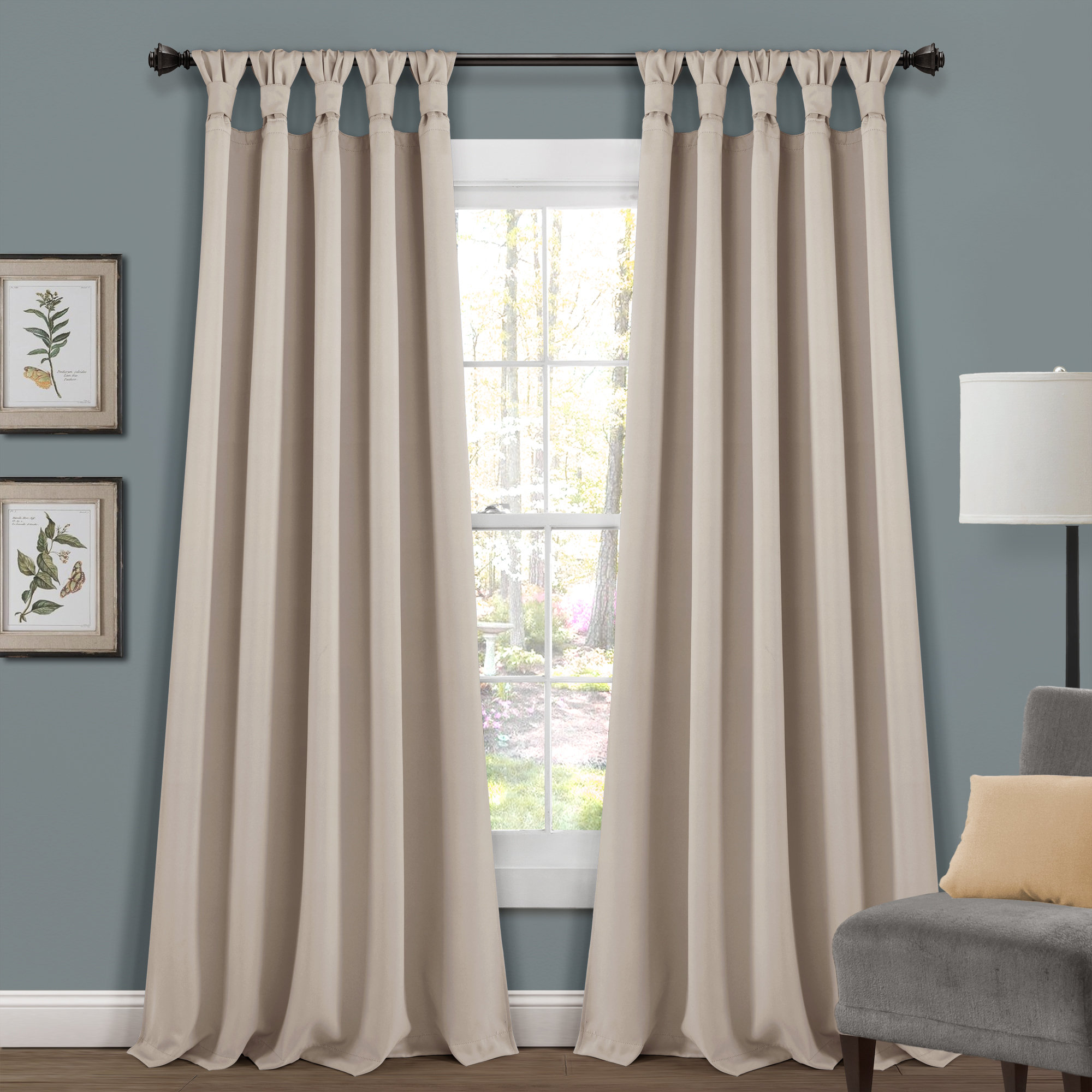 Lush Decor Insulated Knotted Tap Knotted Solid Blackout Thermal Curtain ...