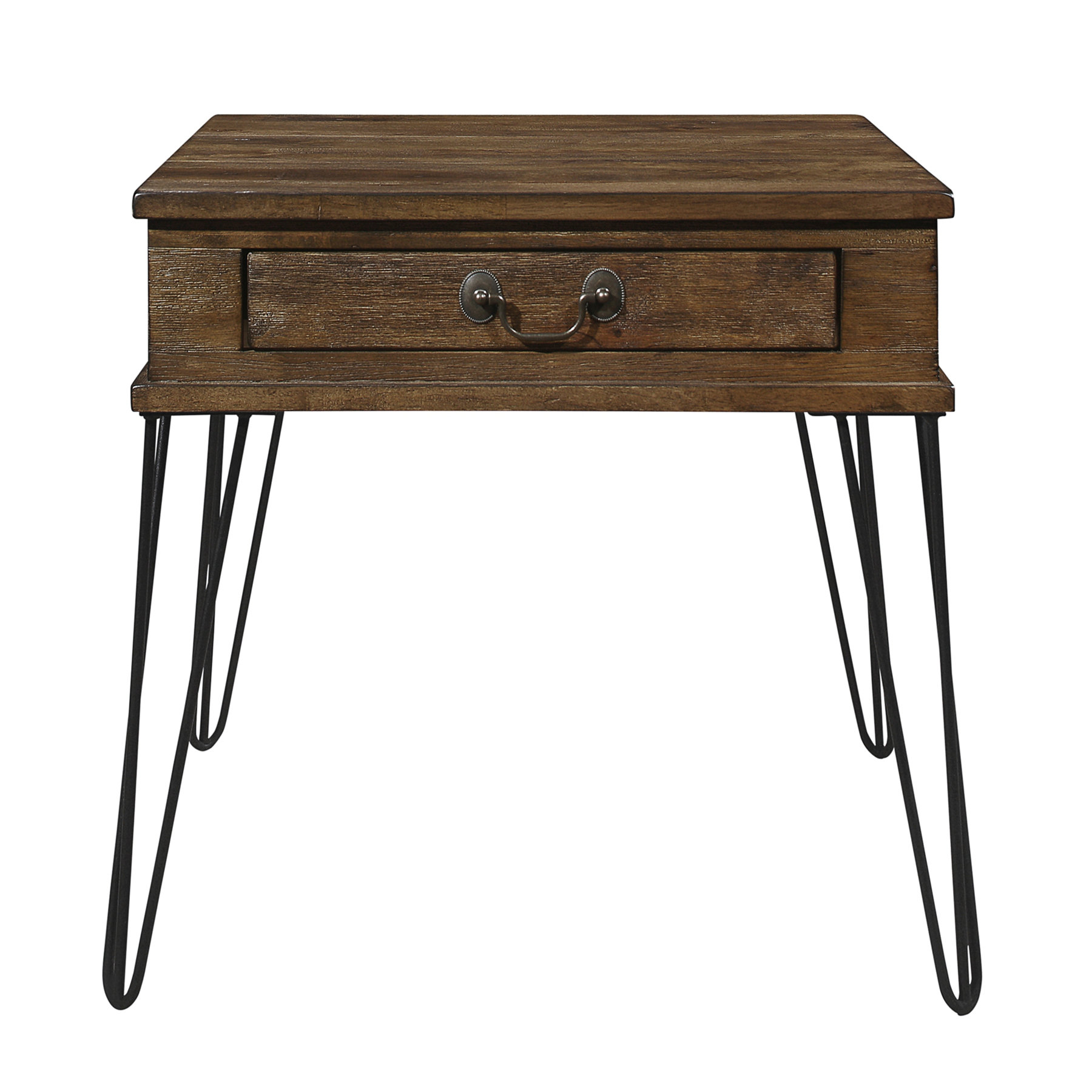 17 Stories Classic End Table with Drawer Metal Legs | Wayfair