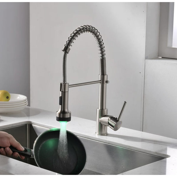 MAX Faucets - Pulldown Flexible Kitchen Faucet With Led Light - Wayfair ...