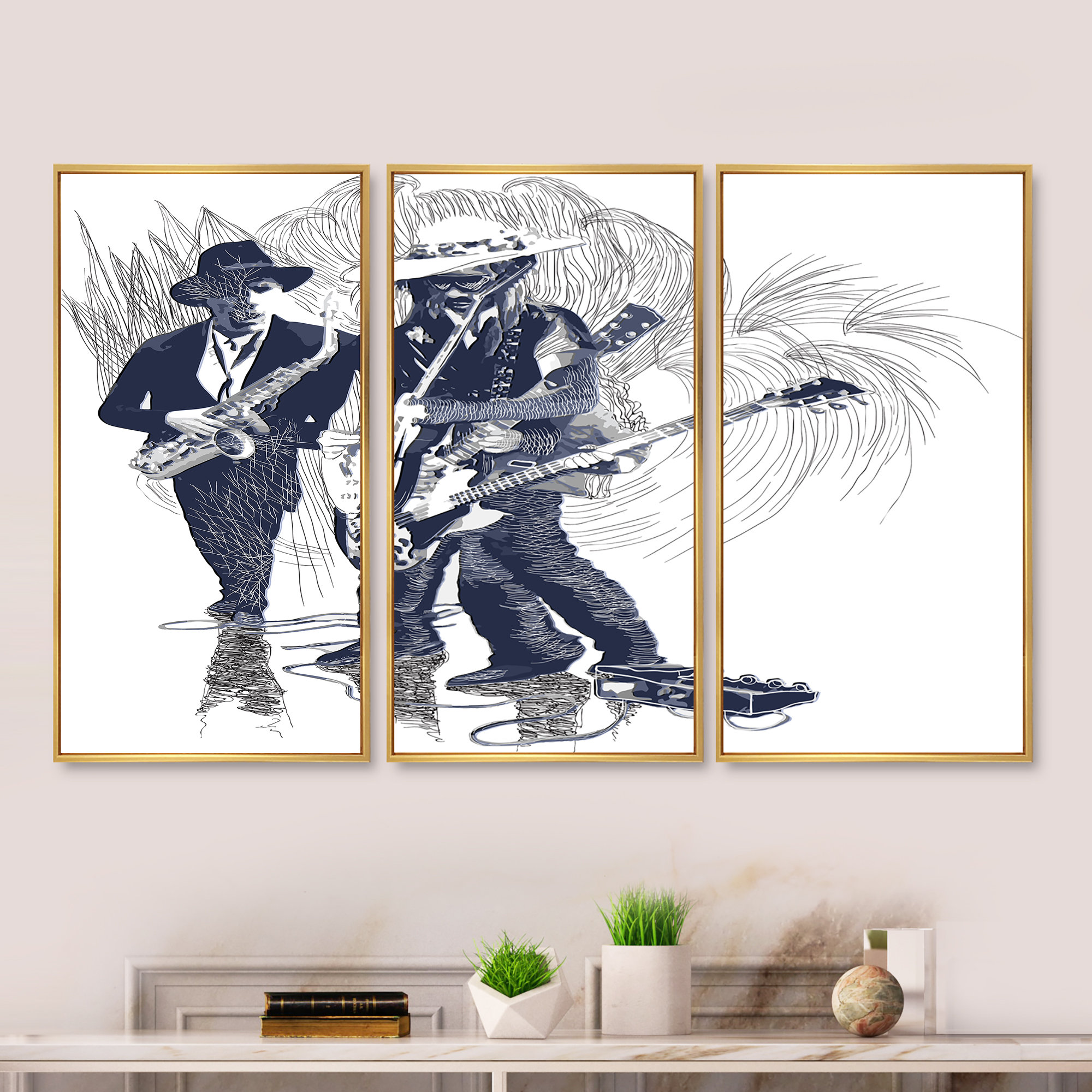 Winston Porter Jazz Jam Session Guitarist In Action - Music Framed ...